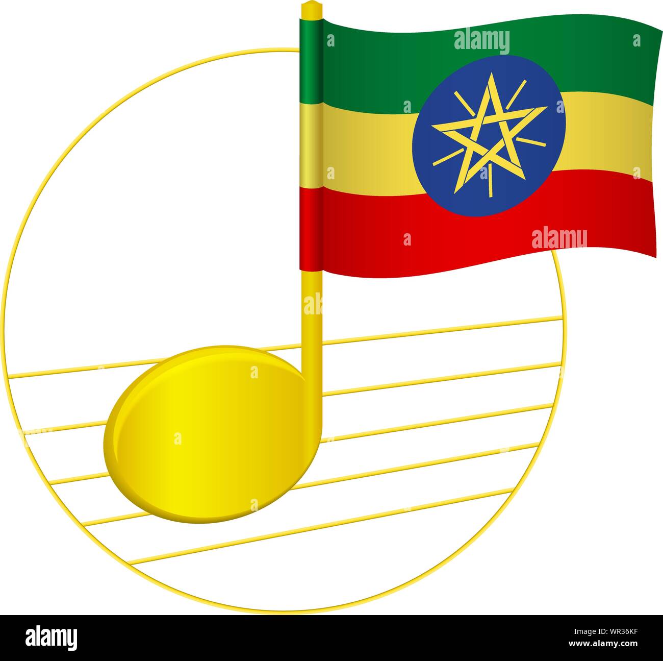 Ethiopia flag and musical note. Music background. National flag of ...