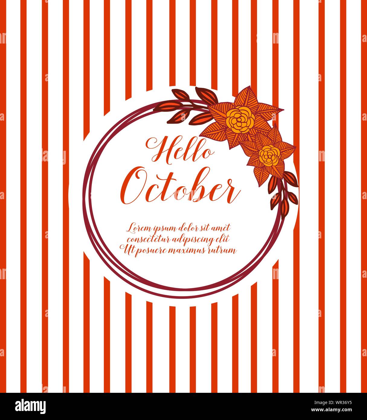Hello october with style of cute leaves flower frame. Vector Stock ...