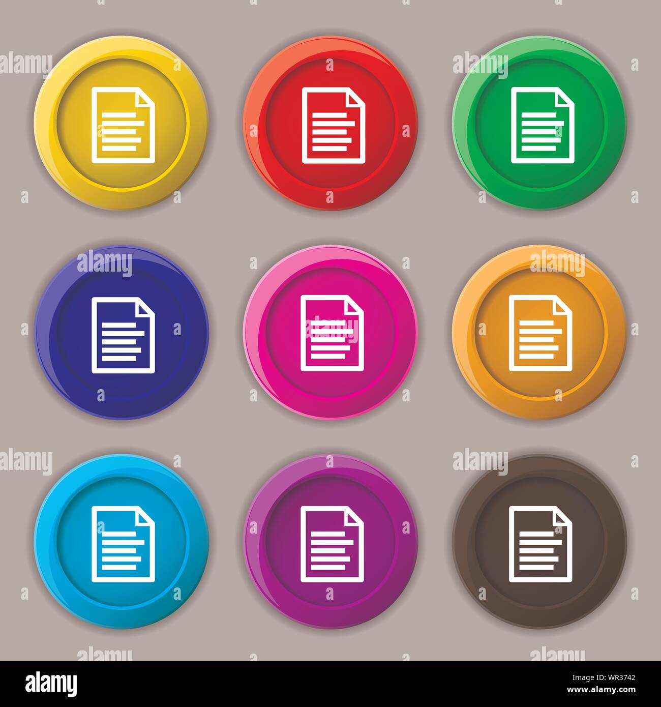 Text File Icon Sign Symbol On Nine Round Colourful Buttons Vector Stock Vector Image And Art Alamy