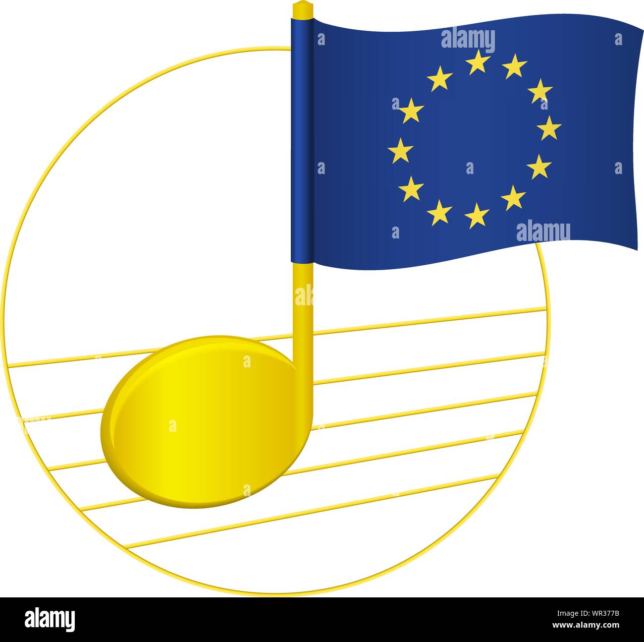 EU flag and musical note. Music background. Europe flag and music ...
