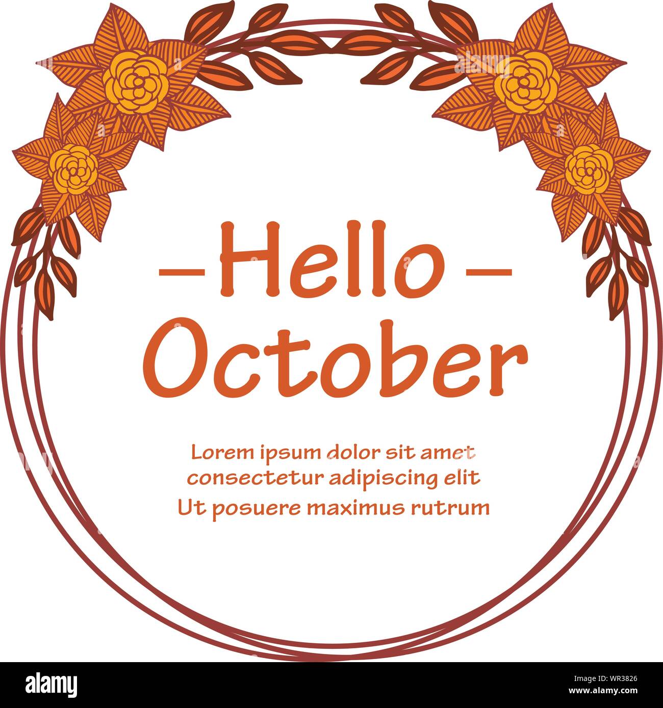 Hello october with style of cute leaves flower frame. Vector Stock ...