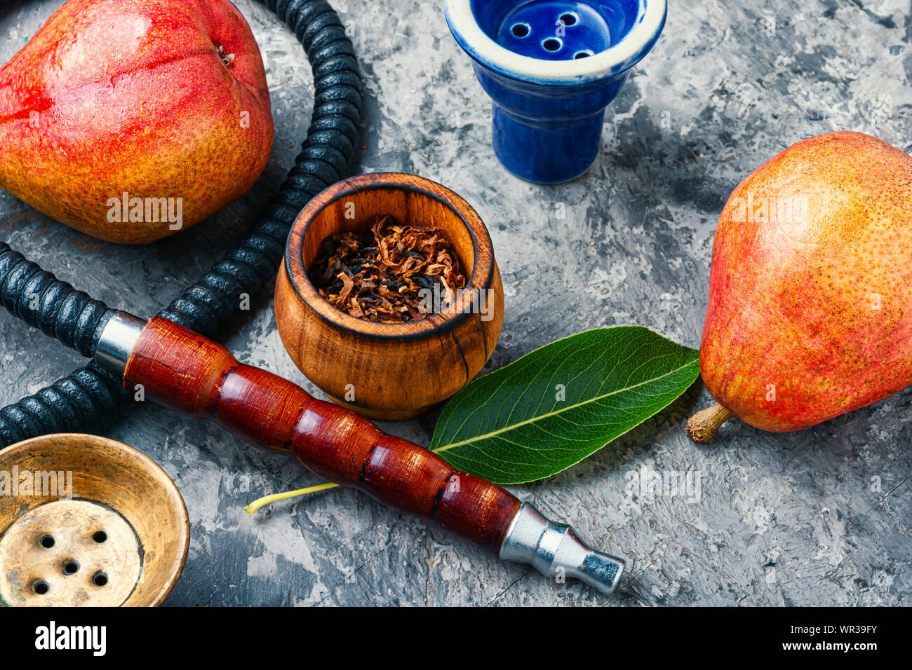 Smoking hookah.Details of Turkish kalian.Shisha with a fruity aroma of ...