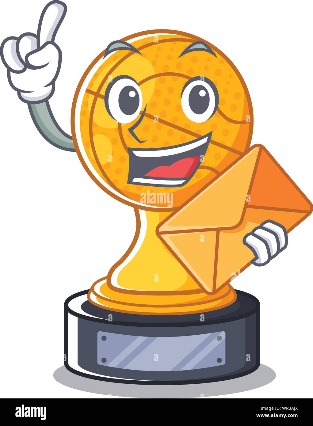 With envelope cartoon basketball trophy display in drawer Stock Vector ...