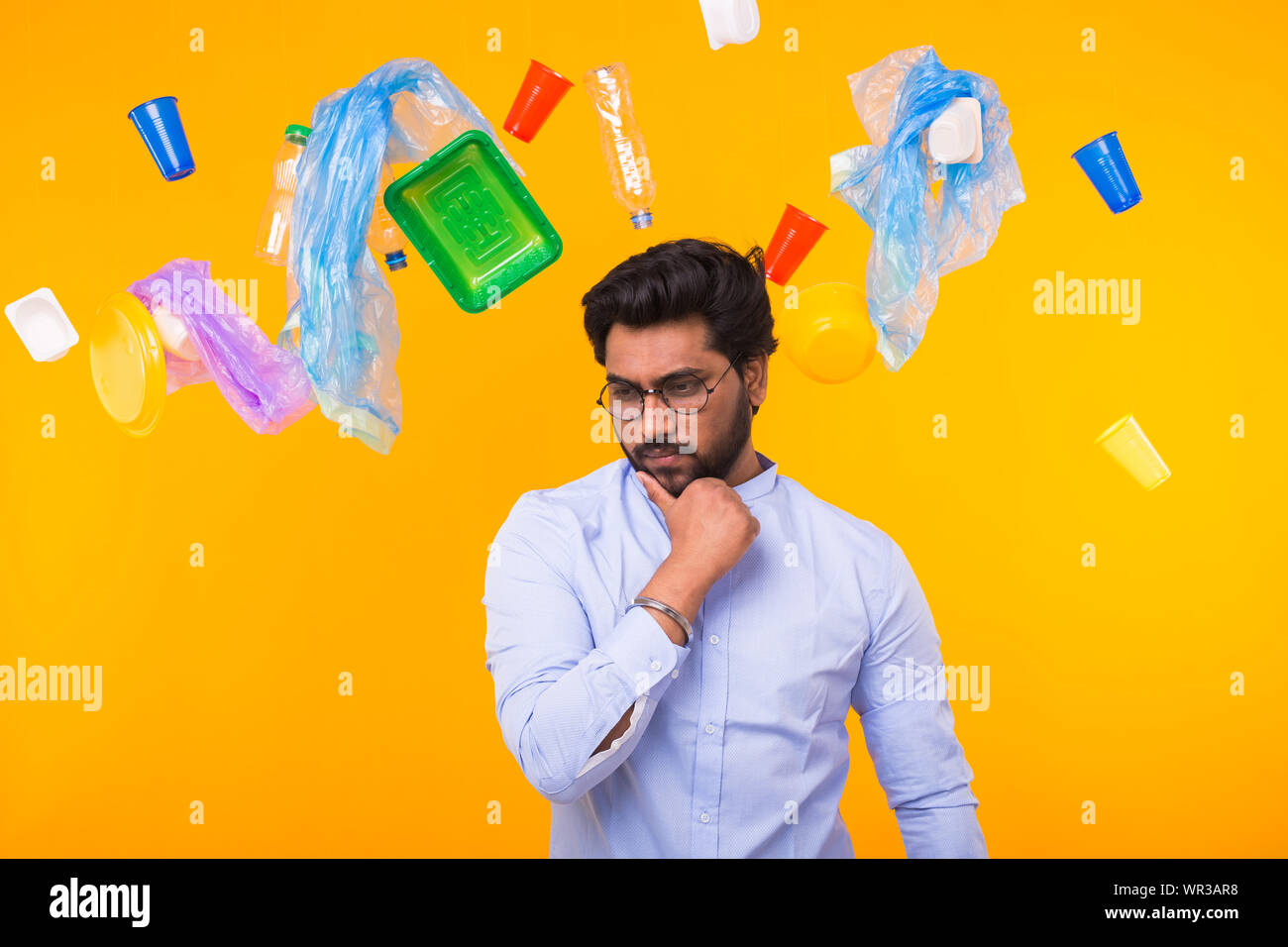 Environmental pollution, plastic recycling problem and ecology problem ...