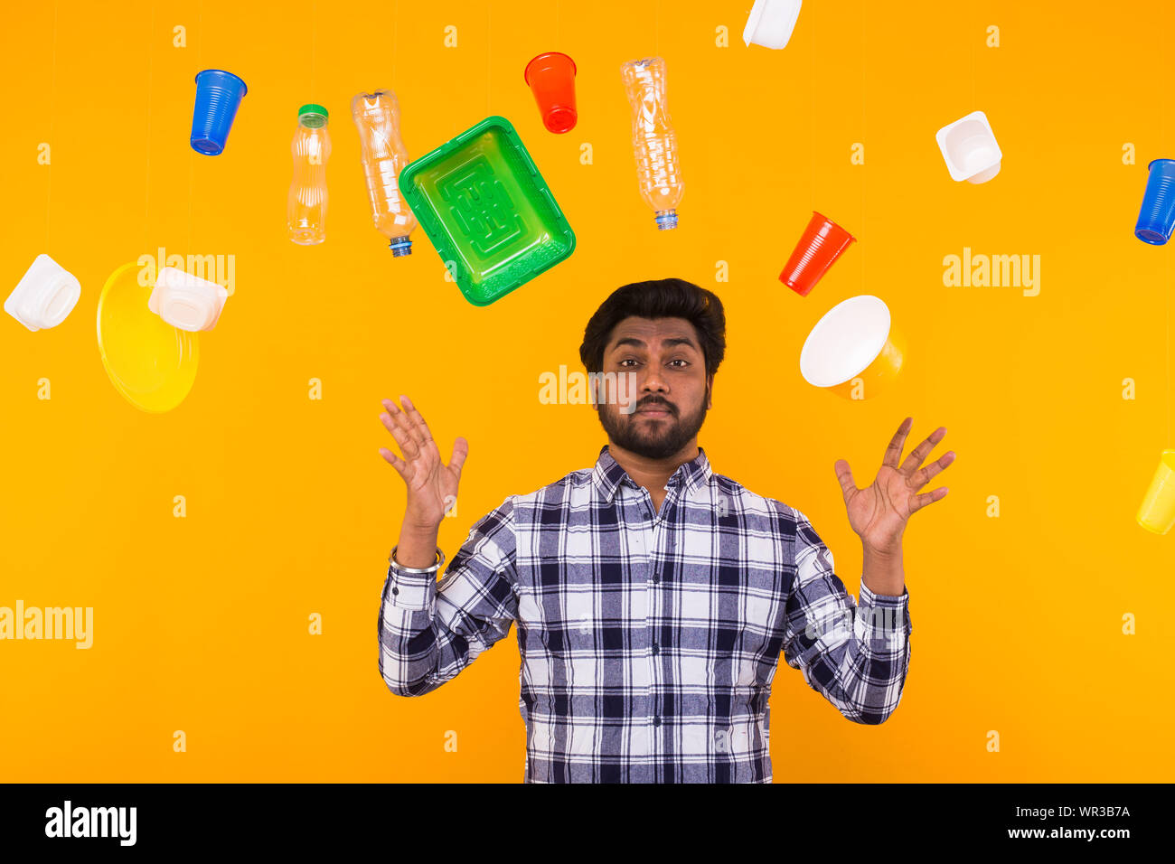 Environmental pollution, plastic recycling problem and ecology problem ...