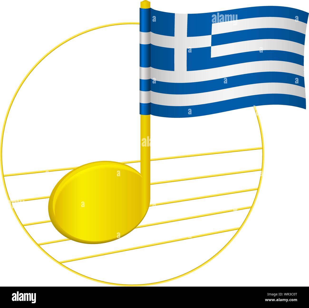 Greece flag and musical note. Music background. National flag of Greece ...