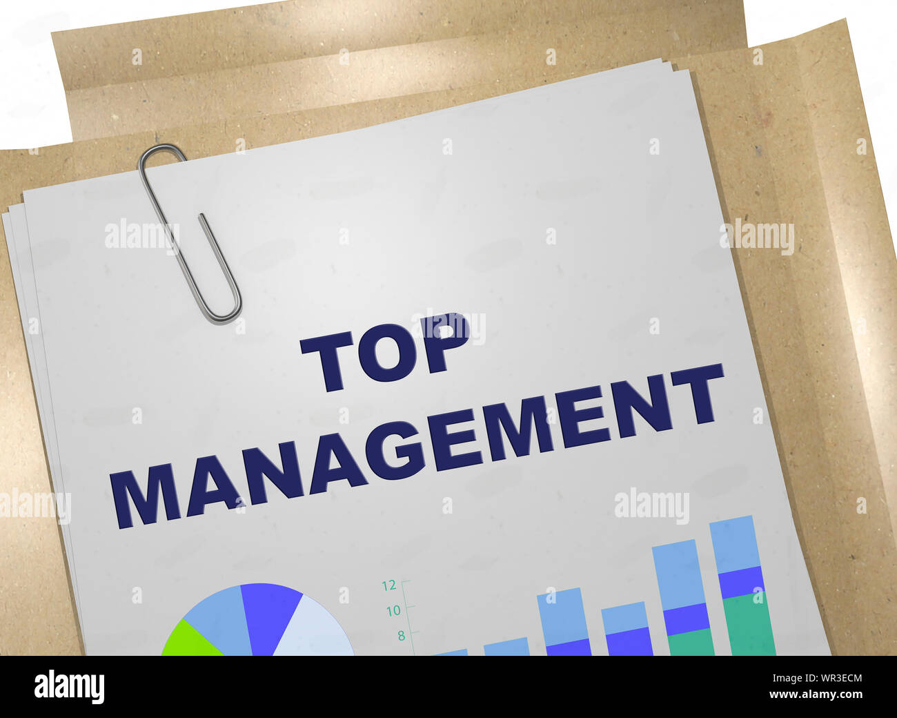 3D illustration of TOP MANAGEMENT title on business document Stock ...