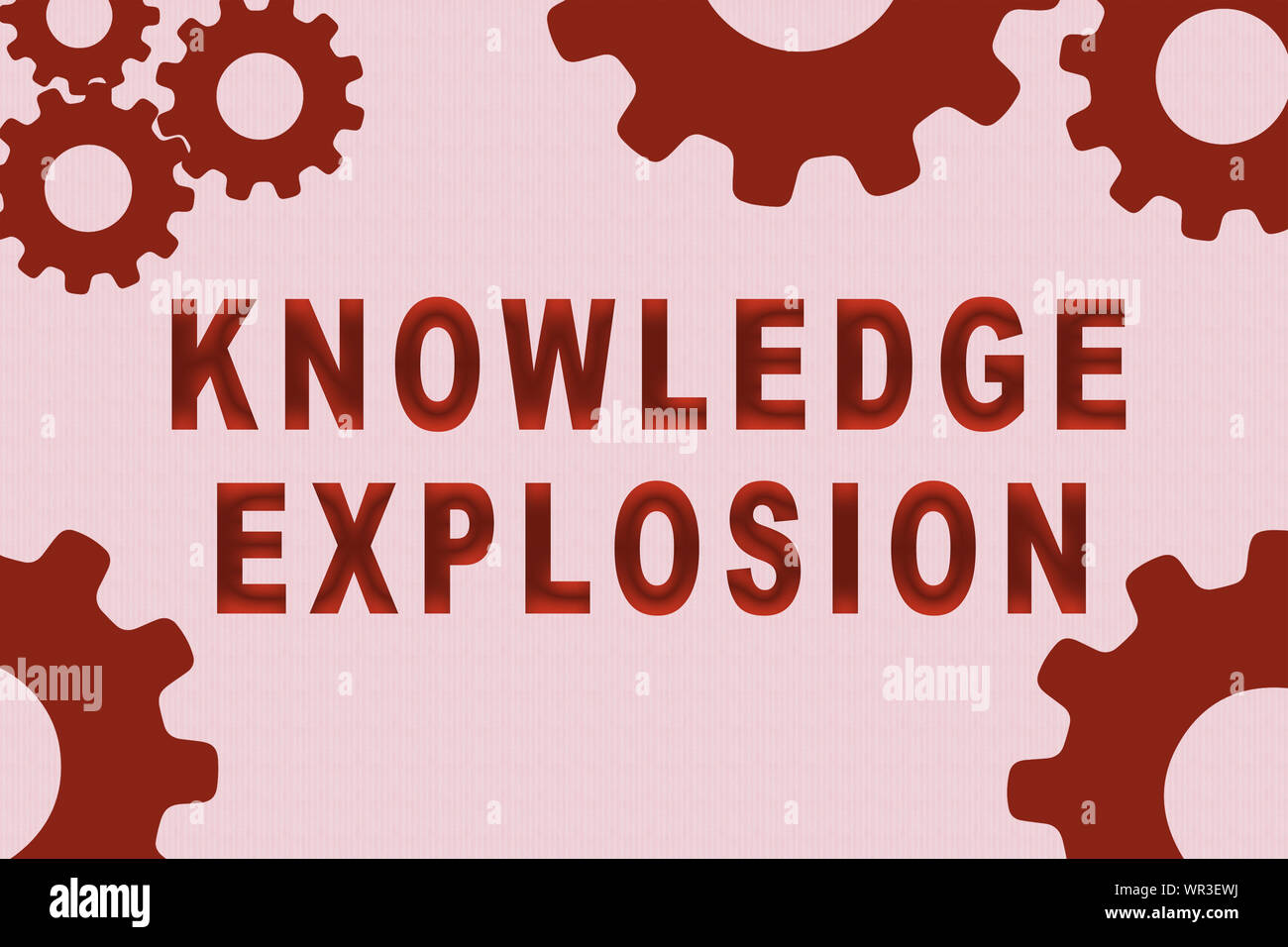 KNOWLEDGE EXPLOSION sign concept illustration with red wheel figures on ...