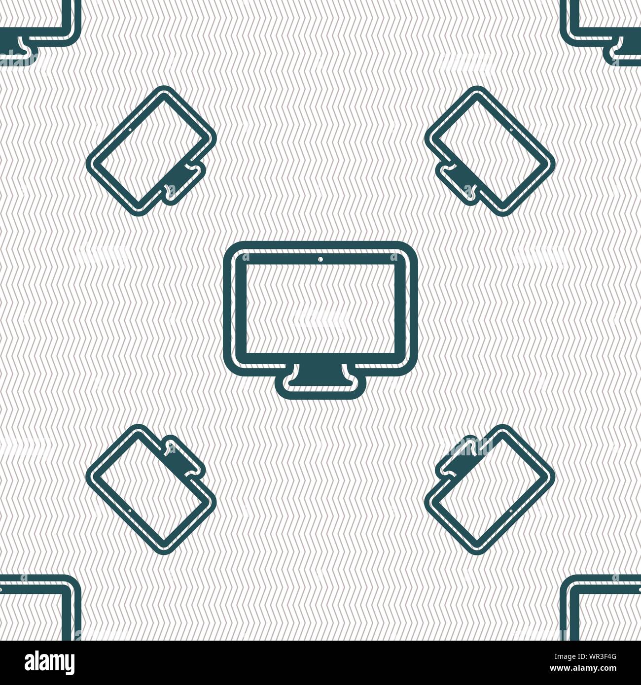 monitor icon sign. Seamless pattern with geometric texture. Vector ...