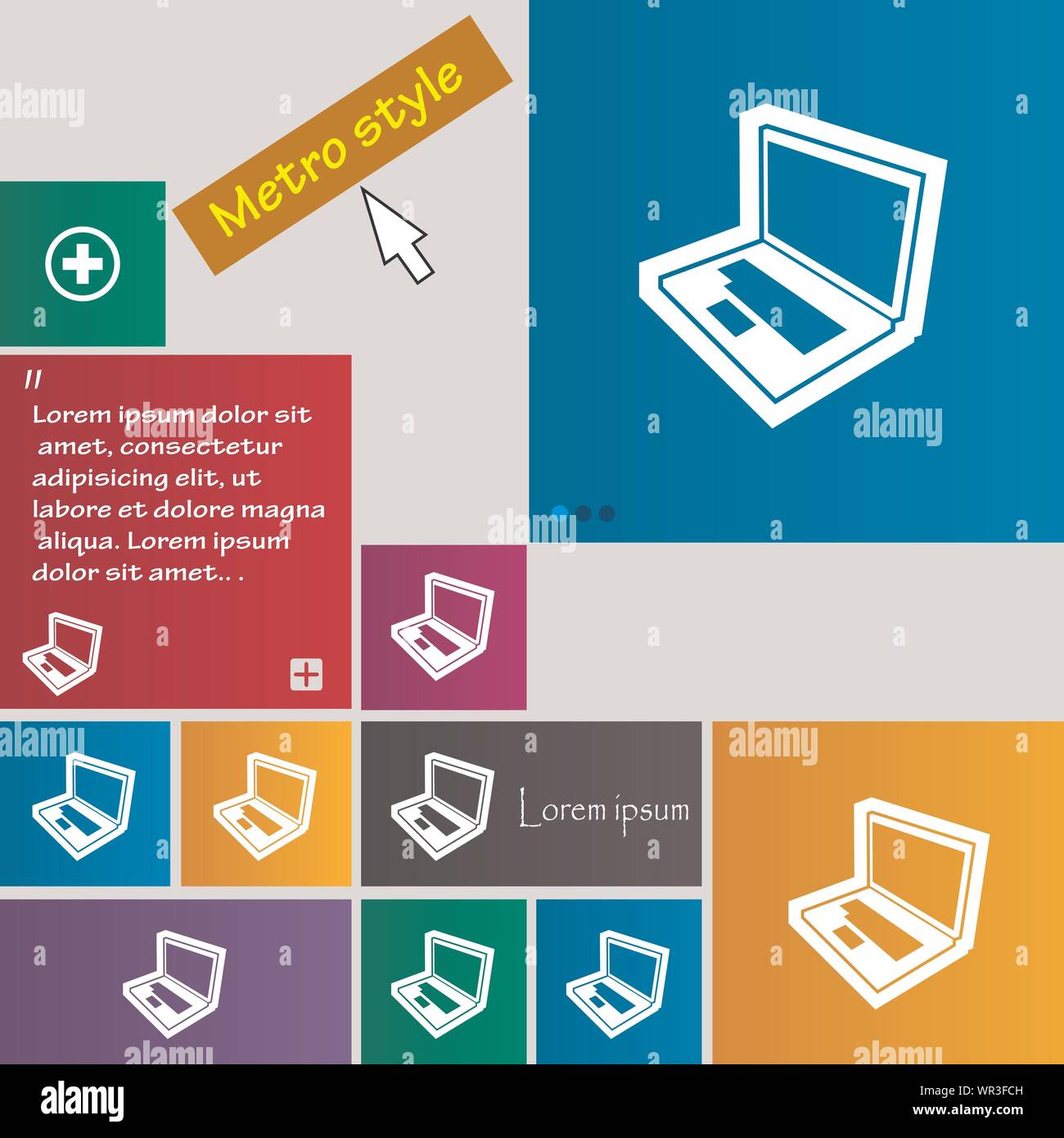 Laptop Icon Sign Buttons Modern Interface Website Buttons With Cursor Pointer Vector Stock 