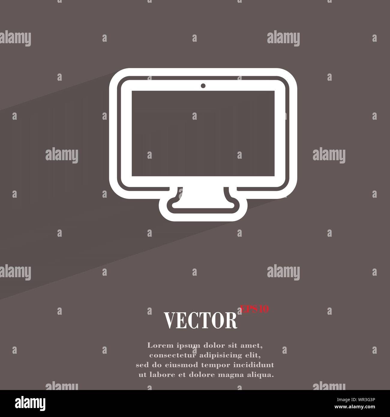 monitor icon symbol Flat modern web design with long shadow and space ...