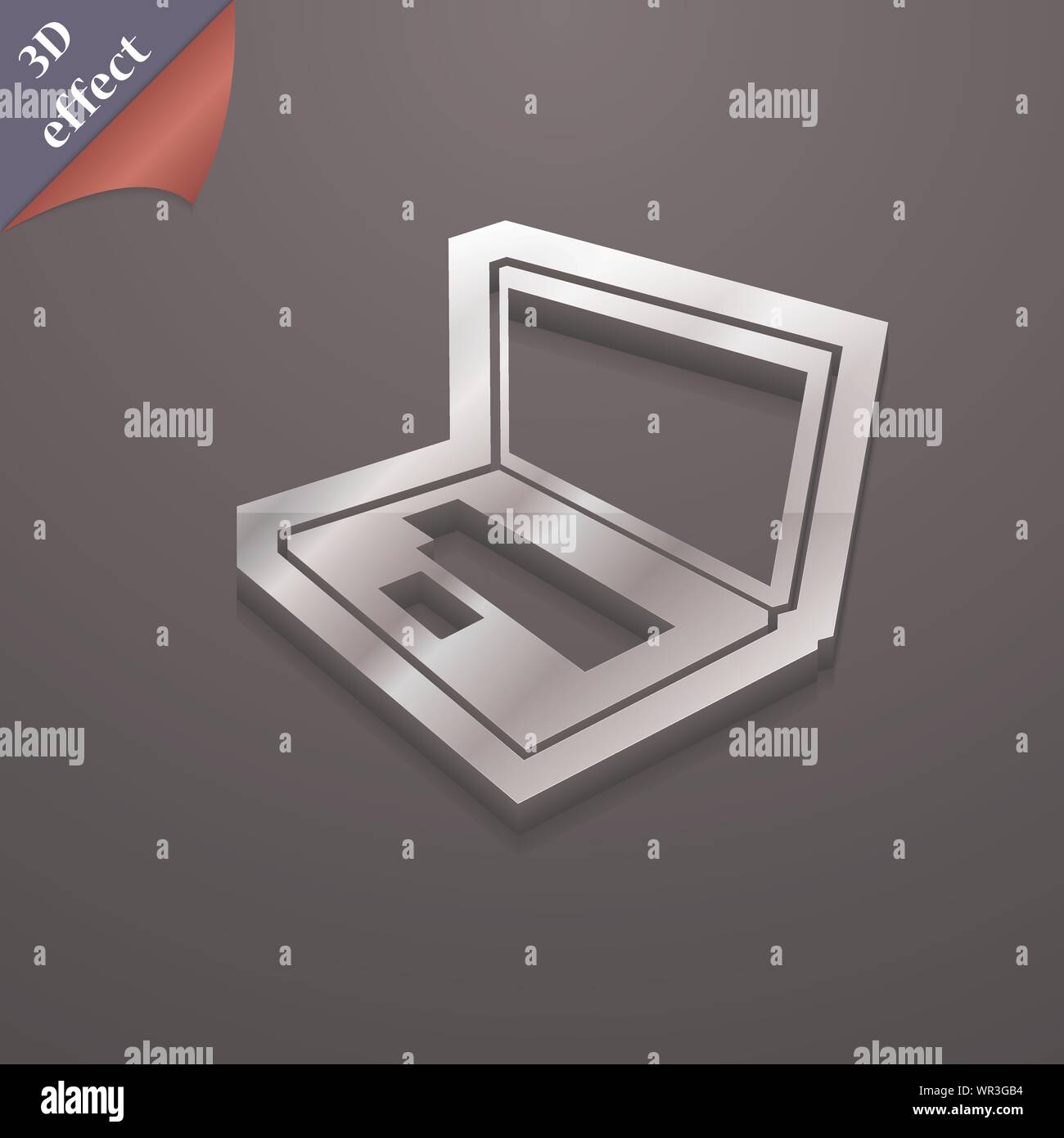 Laptop icon symbol. 3D style. Trendy, modern design with space for your ...
