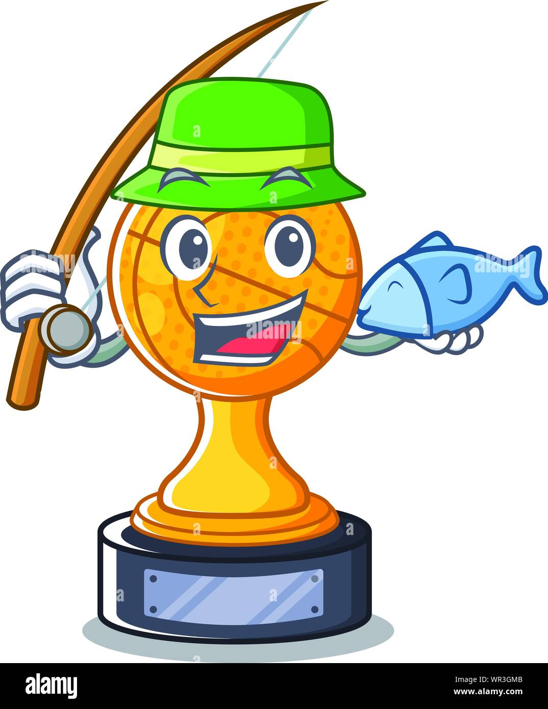 Fishing basketball trophy character shaped on cartoon Stock Vector ...