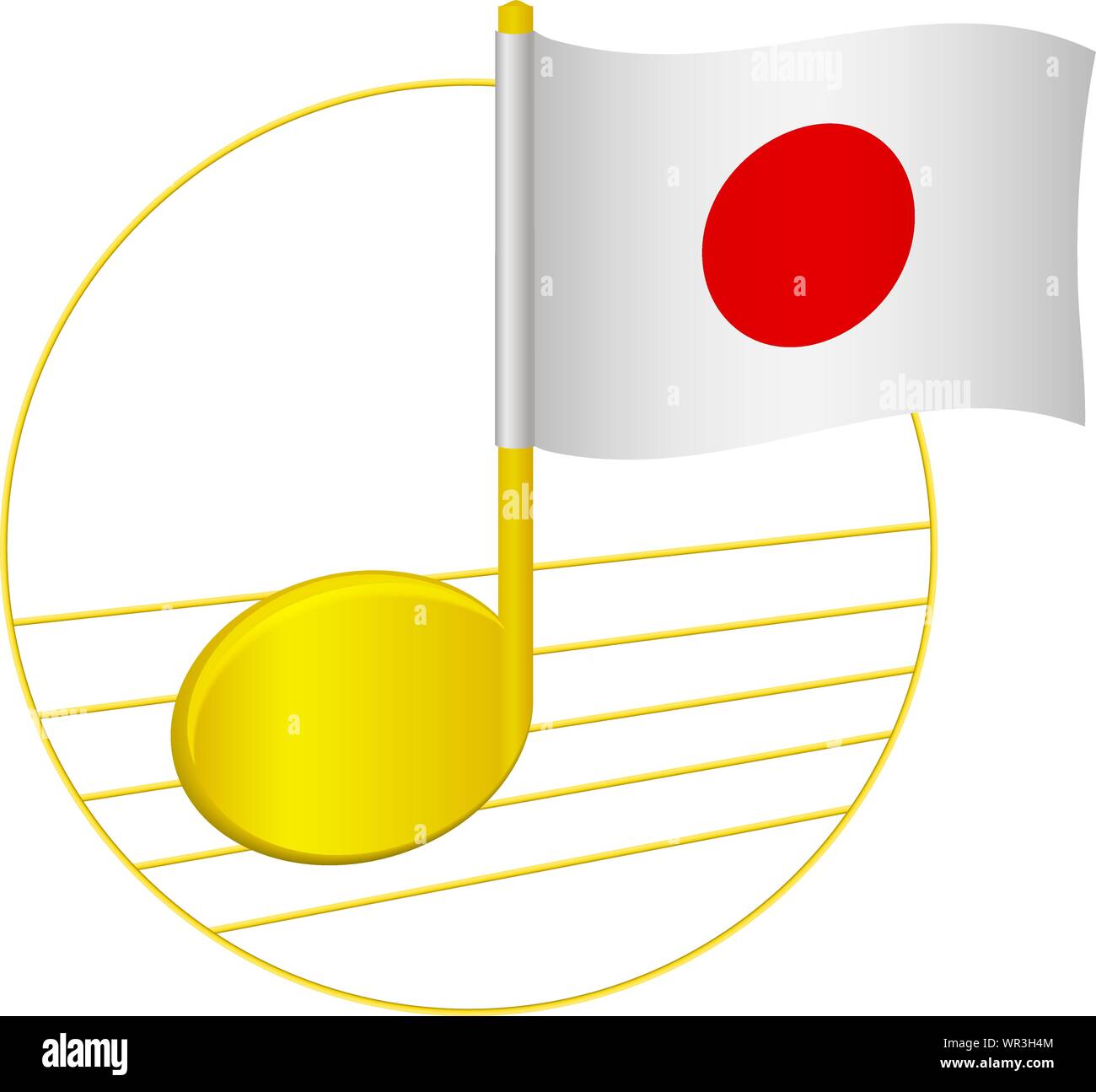Japan flag and musical note. Music background. National flag of Japan ...