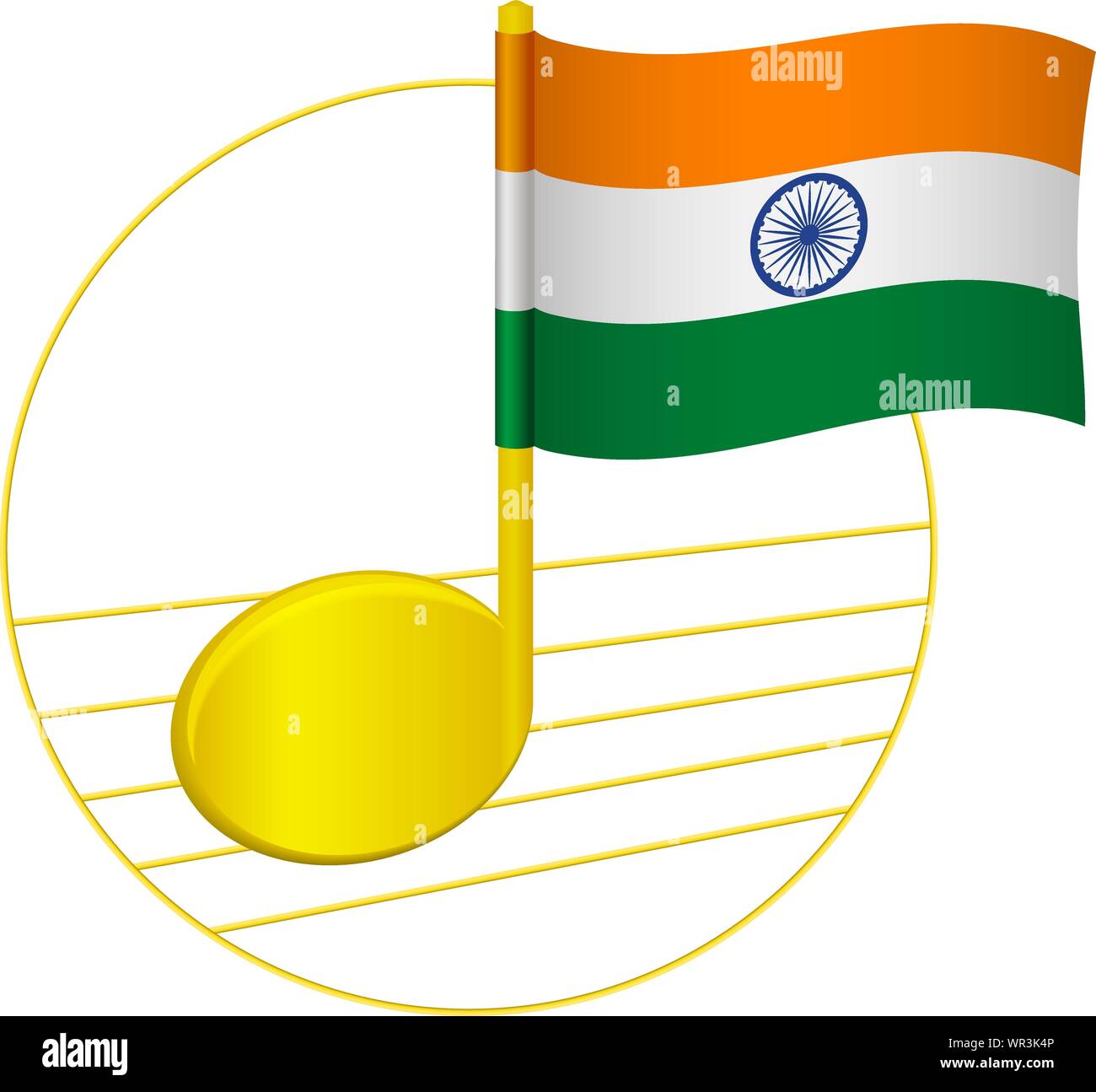 India flag and musical note. Music background. National flag of India ...