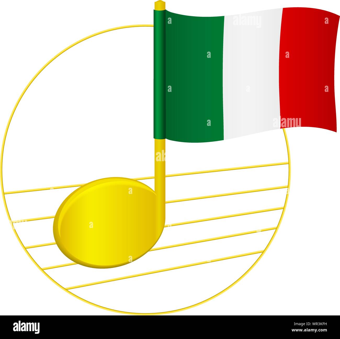 Italy flag and musical note. Music background. National flag of Italy ...