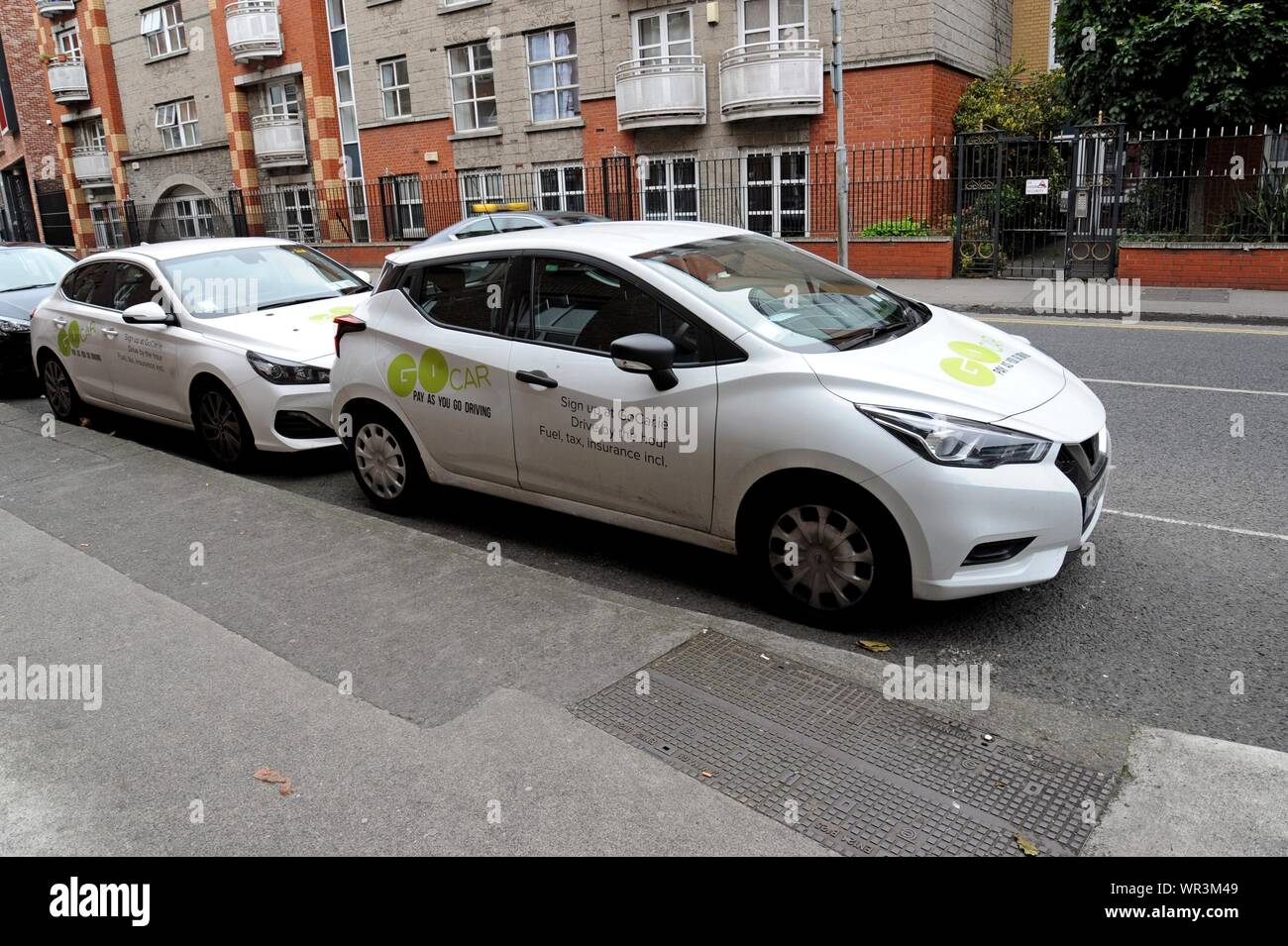 GoCar car sharing scheme cars parked in reserved bays in Dublin ...