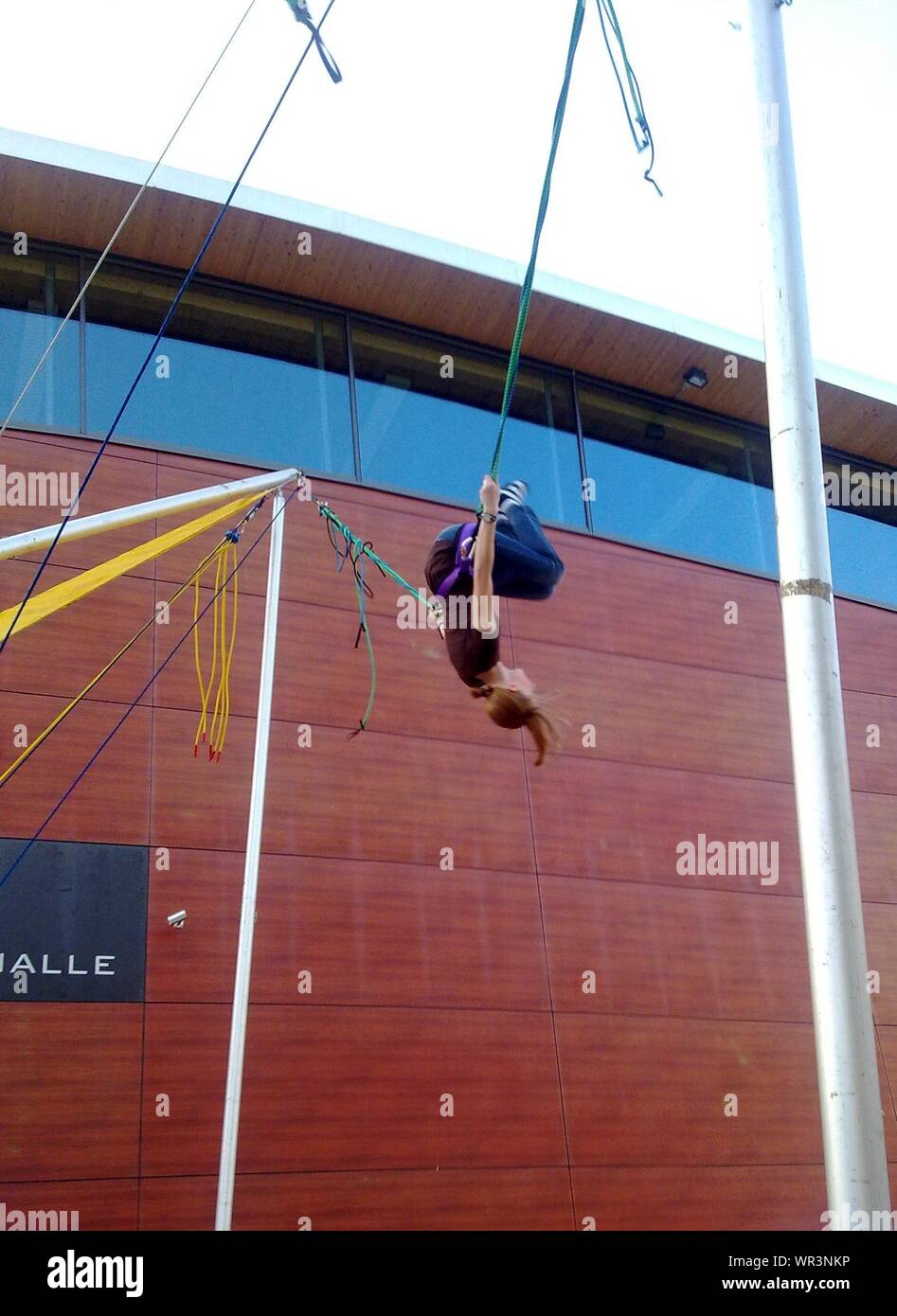 Woman balancing pole High Resolution Stock Photography and Images - Alamy