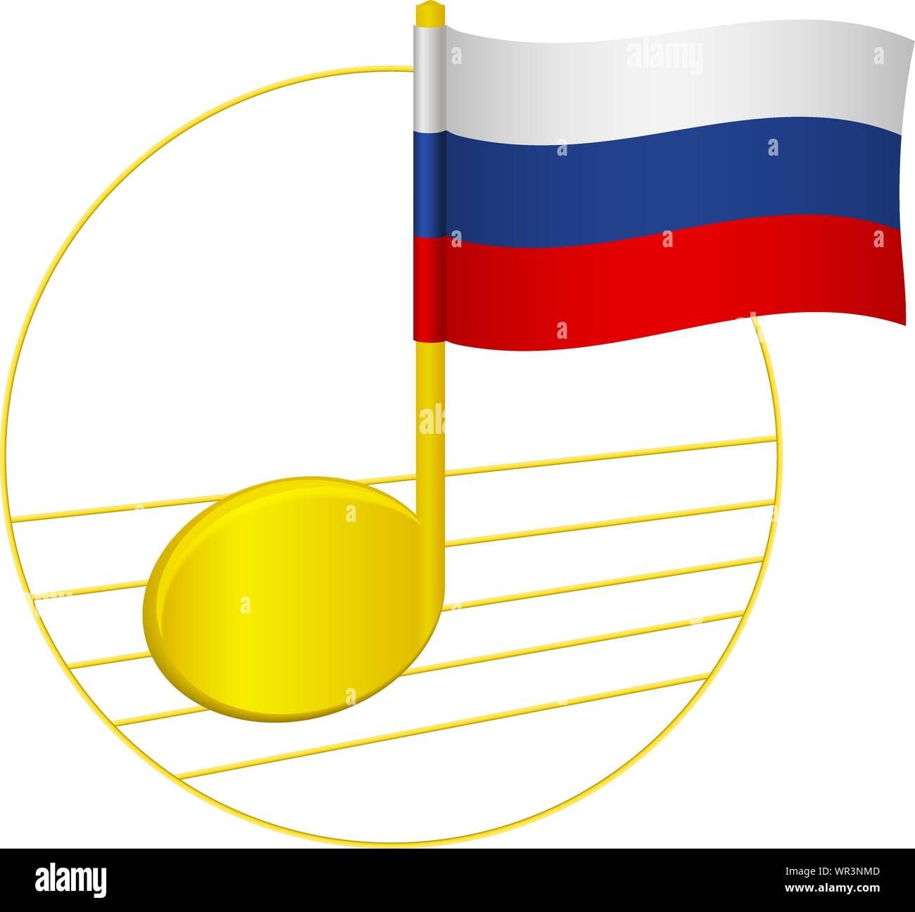 Russia flag and musical note. Music background. National flag of Russia ...