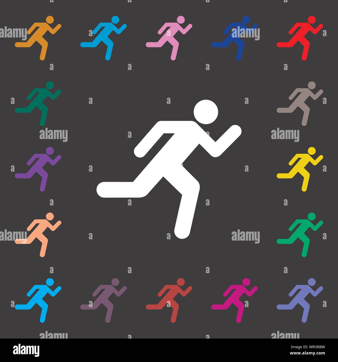 running man iconi sign. Lots of colorful symbols for your design ...