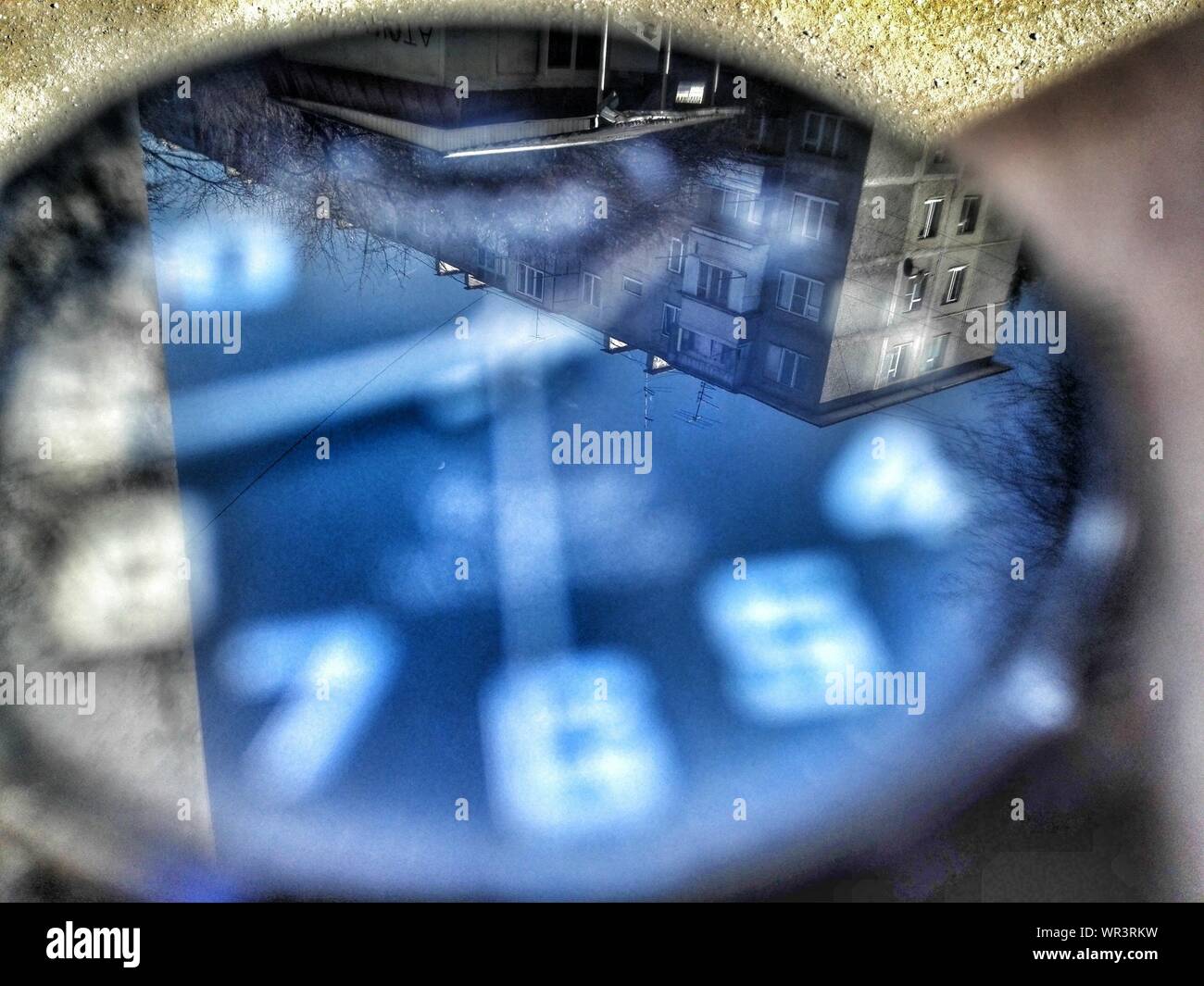 Building Reflecting On Clock Stock Photo - Alamy