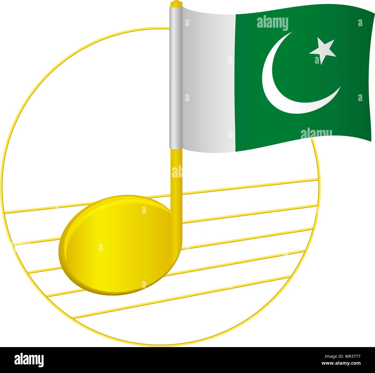 Pakistan flag and musical note. Music background. National flag of ...