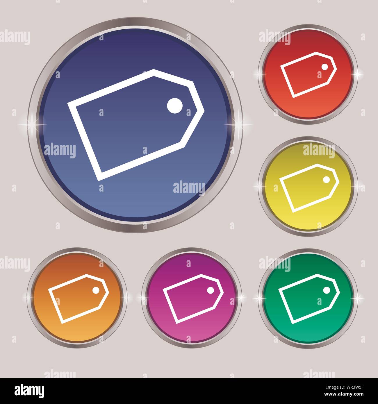 Web stickers icon sign. Round symbol on bright colourful buttons ...