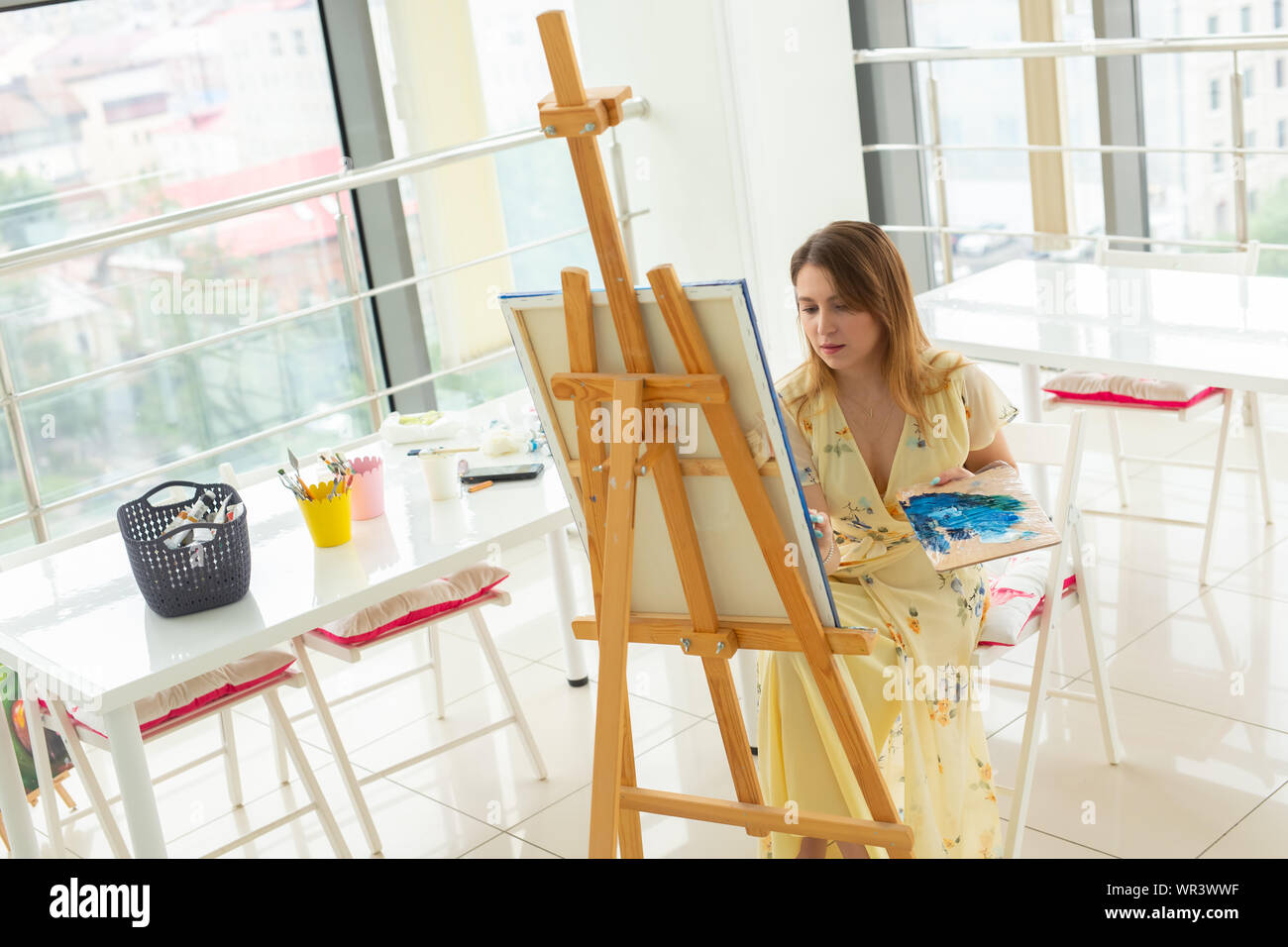 School of art, college of arts, education for group of young students ...