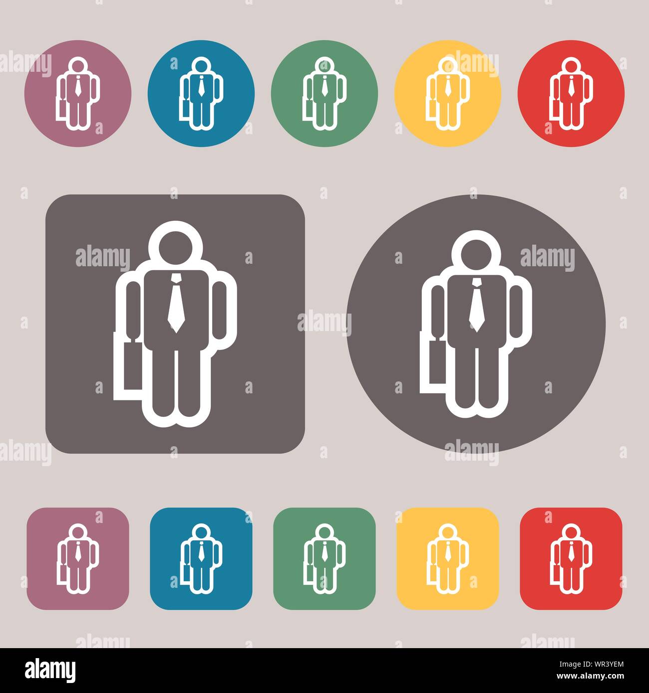 businessman icon sign. A set of 12 colored buttons. Flat design. Vector ...