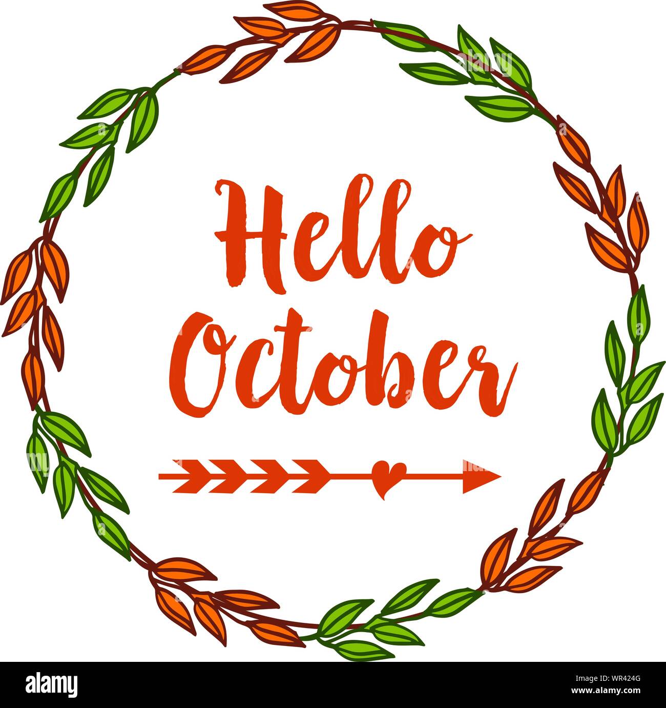 Hello october text banner, with vintage floral frame. Vector Stock ...