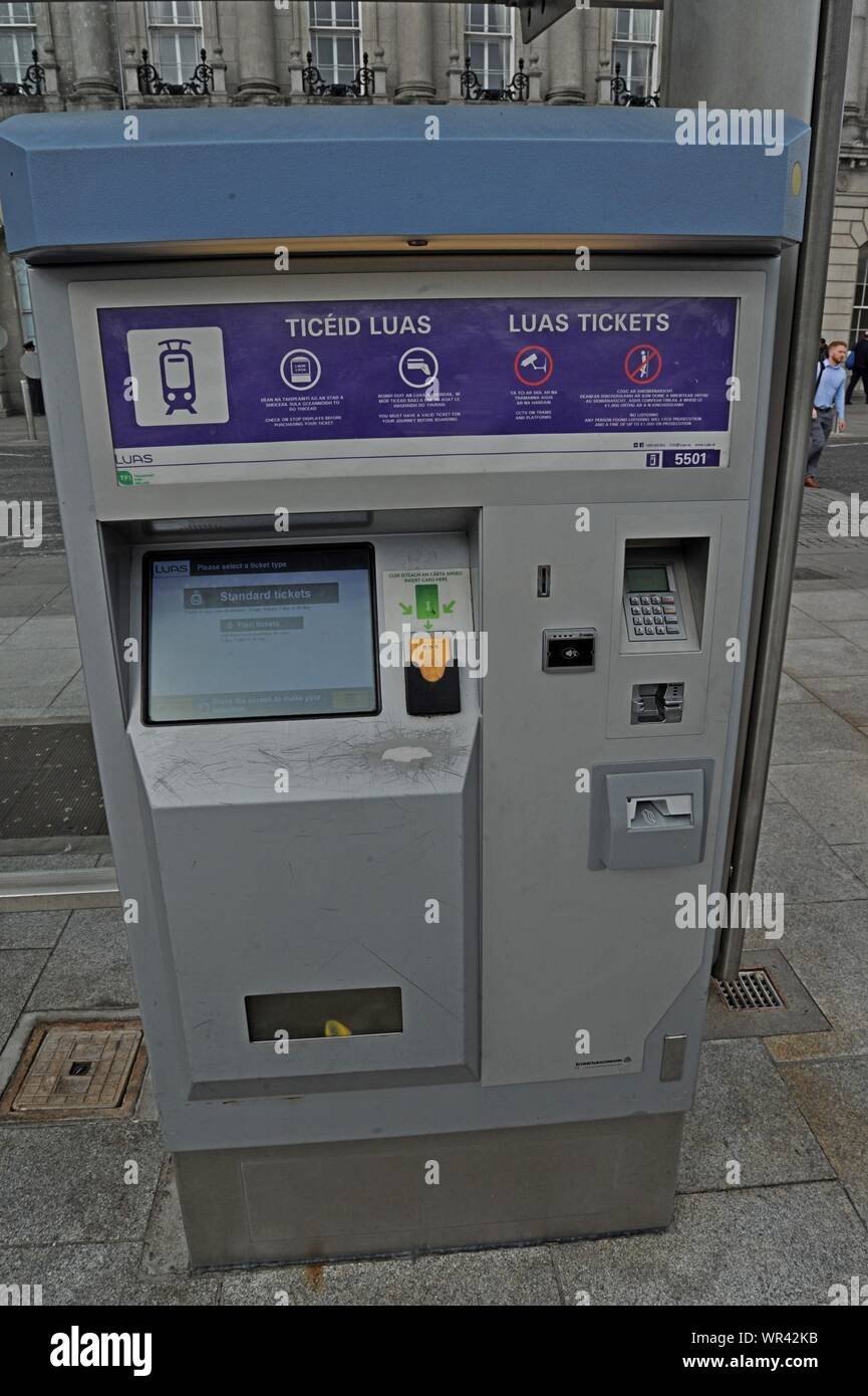 A ticket vending machine for LUAS tram tickets on the Luas Tram stop at ...
