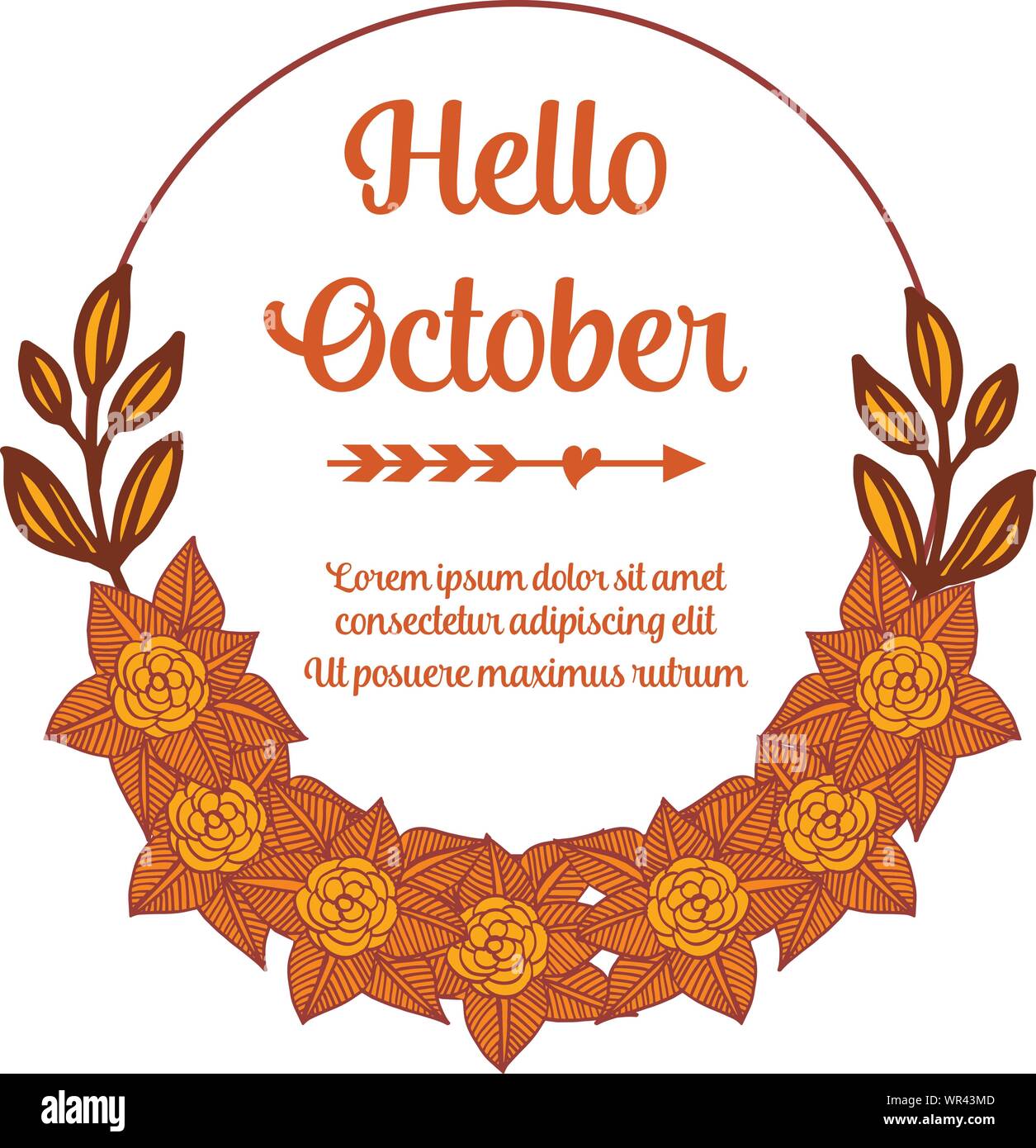 Beautiful ornament of wreath frame, for decoration of invitation card ...