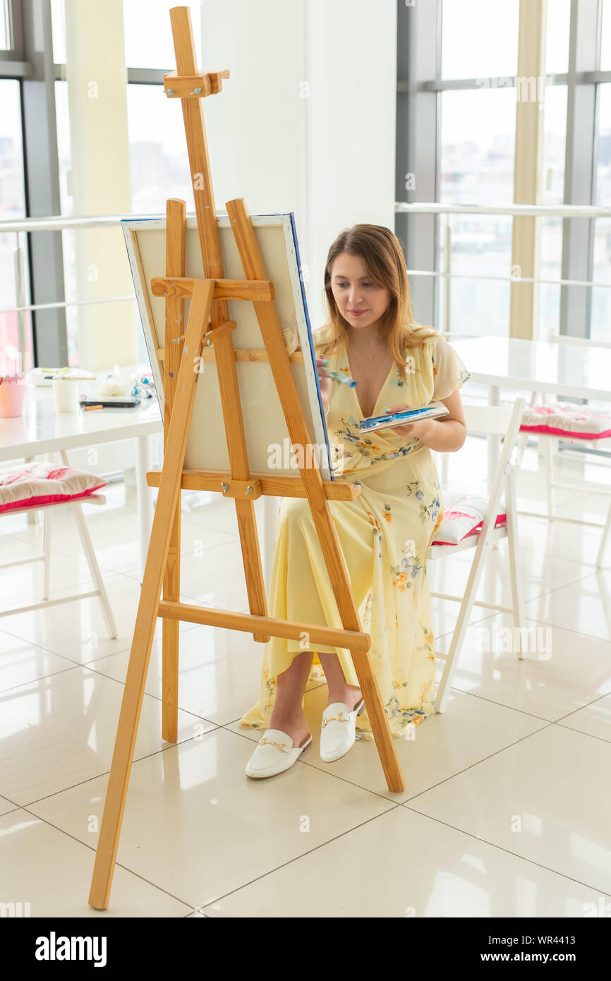 Girl female teen teenager student sketching drawing hi-res stock ...