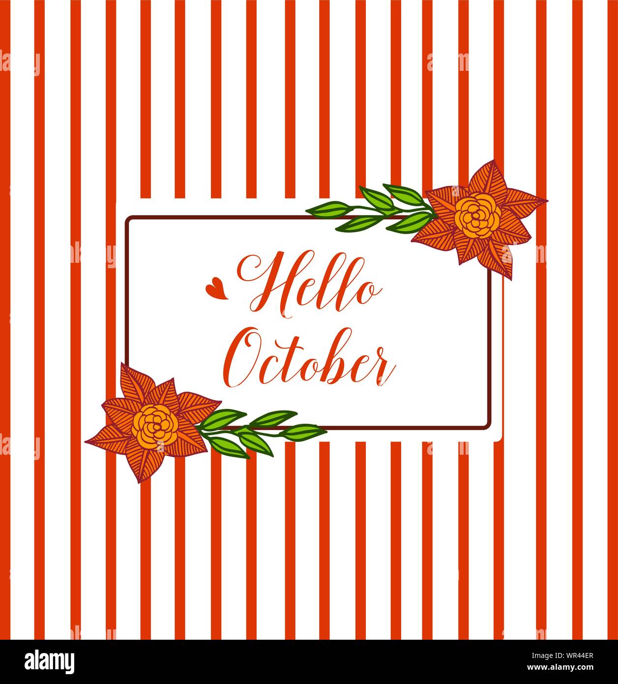 Hello october text banner, with vintage floral frame. Vector Stock ...
