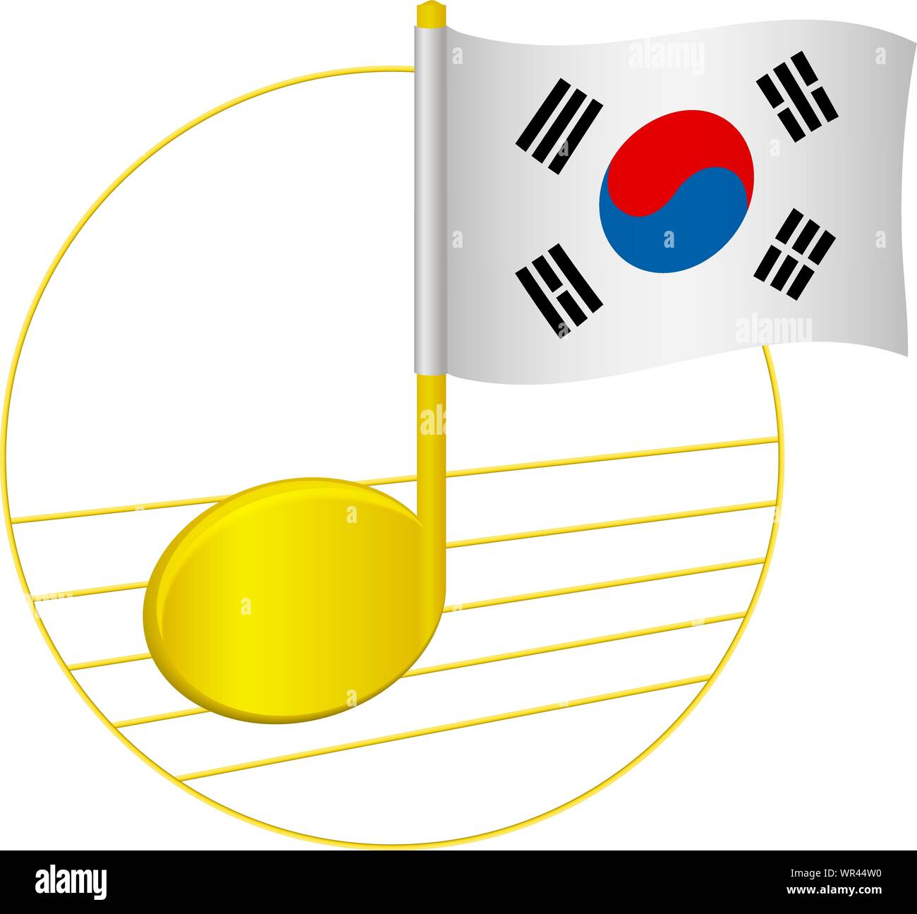 South korea flag and musical note. Music background. National flag of ...