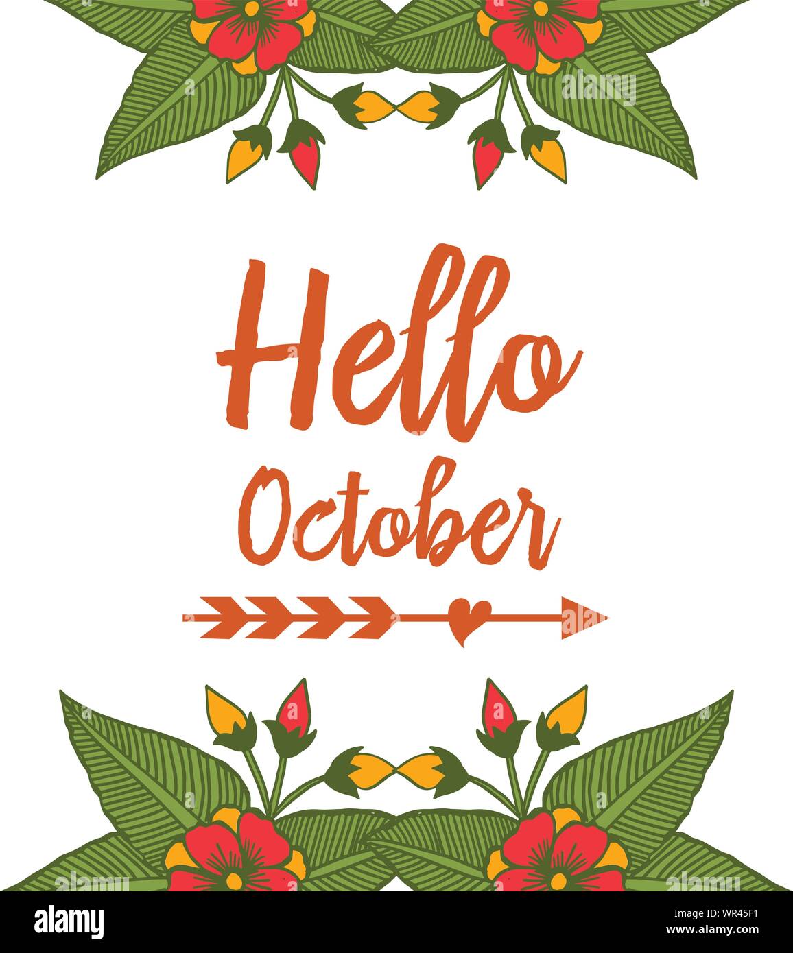 Nature flower frame and leaves blooms, for design beautiful card hello ...