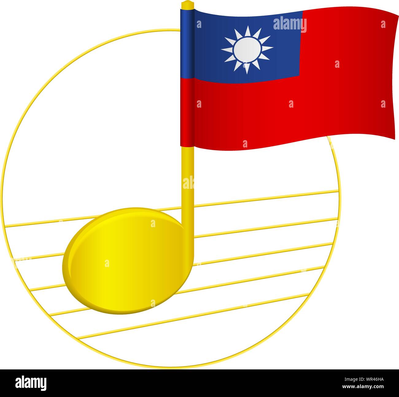 Taiwan flag and musical note. Music background. National flag of Taiwan ...
