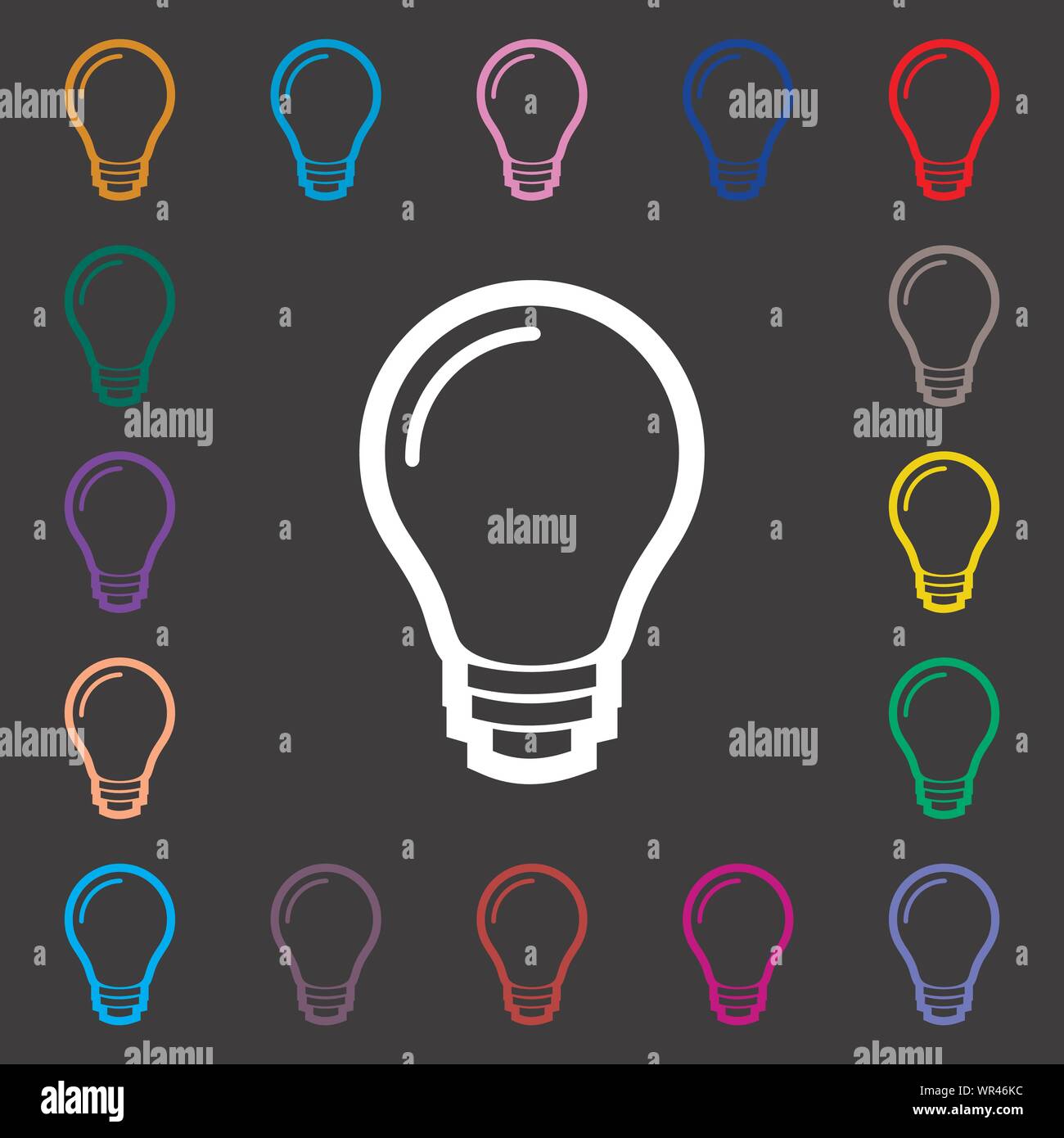 Light bulb icon sign. Lots of colorful symbols for your design. Vector ...