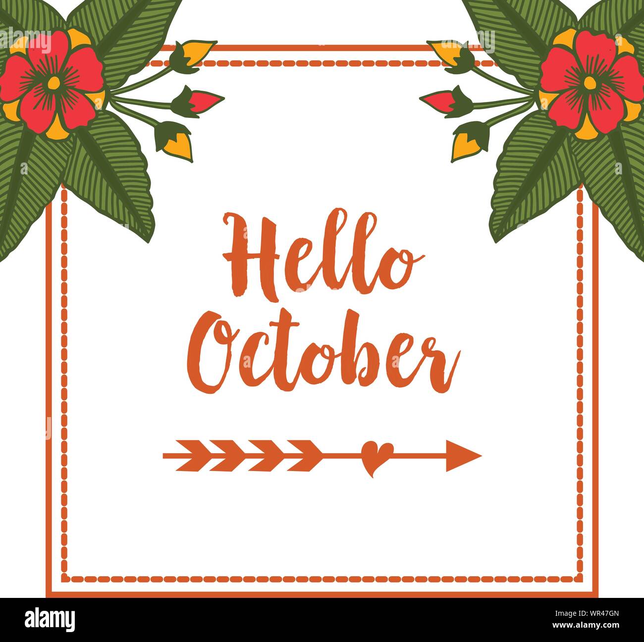 Nature flower frame and leaves blooms, for design beautiful card hello ...