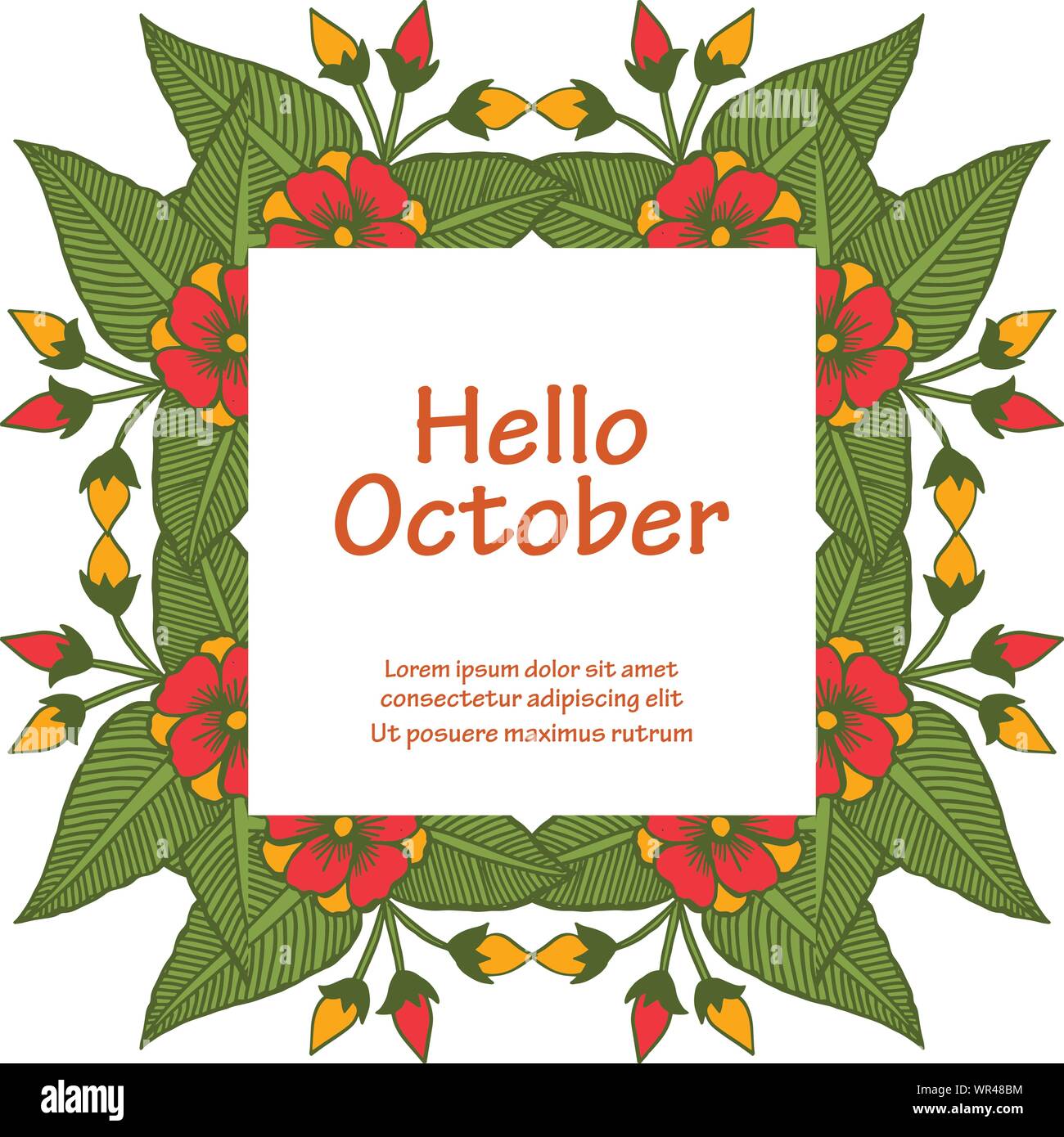 Nature flower frame and leaves blooms, for design beautiful card hello ...
