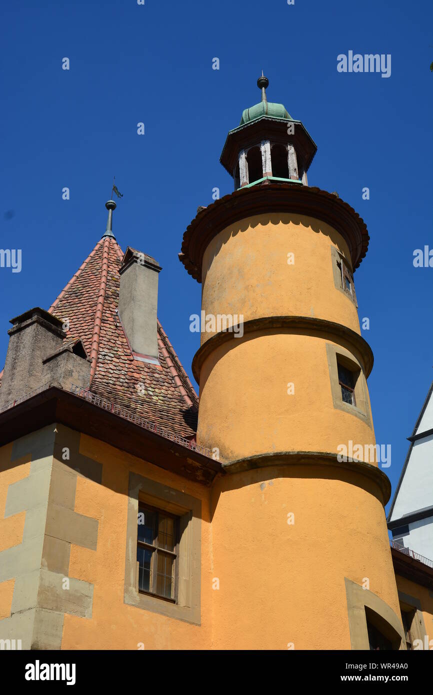 View in the historical town of Rothenburg on the Tauber, Bavaria ...