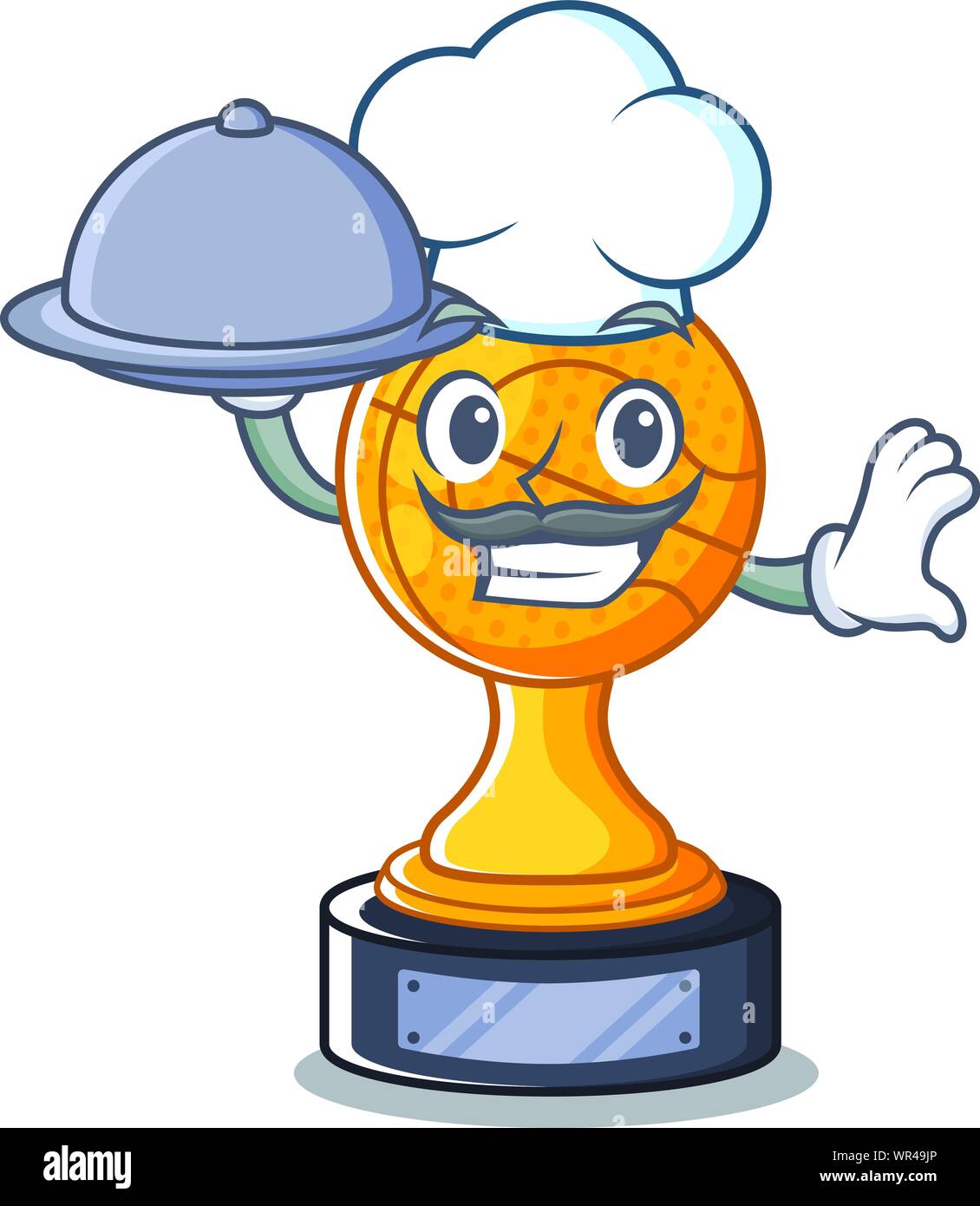 Chef with food basketball trophy character shaped on cartoon Stock ...