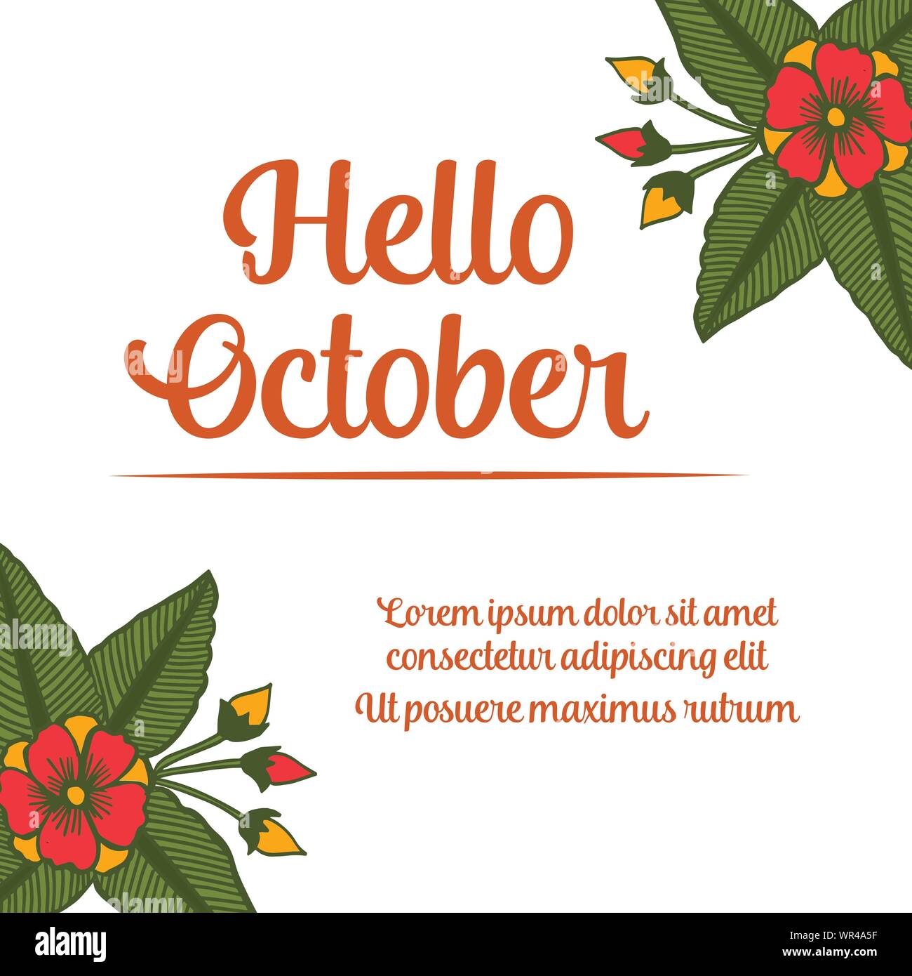 Nature flower frame and leaves blooms, for design beautiful card hello ...