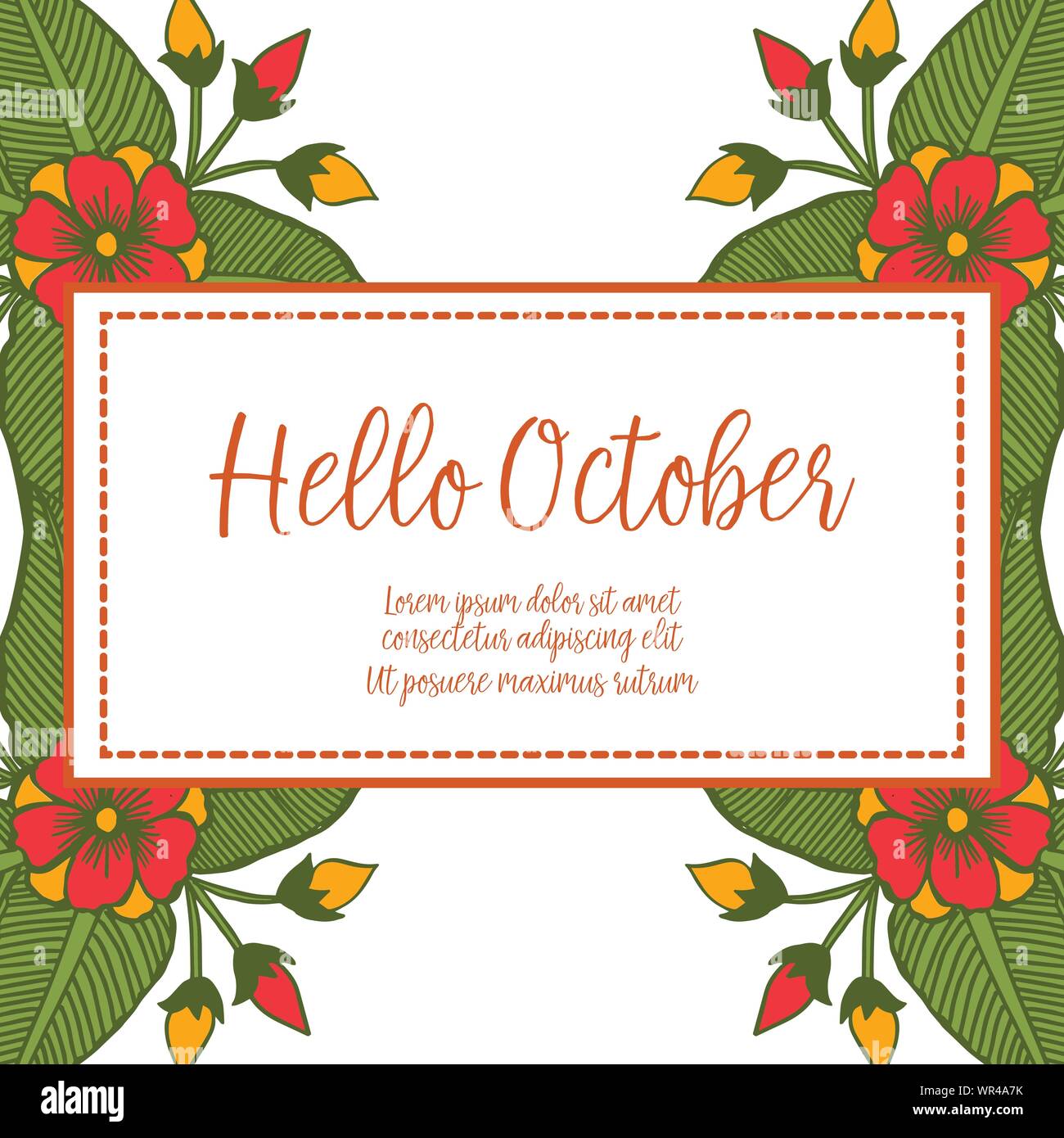 Nature flower frame and leaves blooms, for design beautiful card hello ...