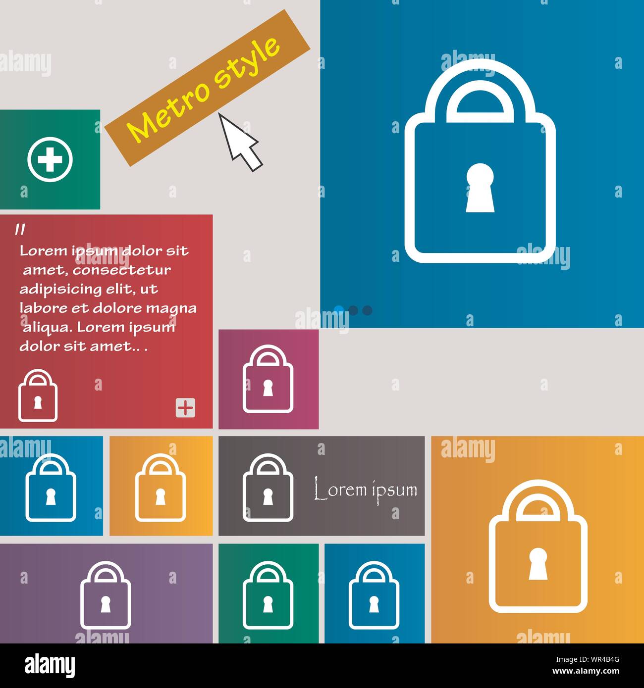 Lock icon sign. buttons. Modern interface website buttons with cursor pointer. Vector Stock ...