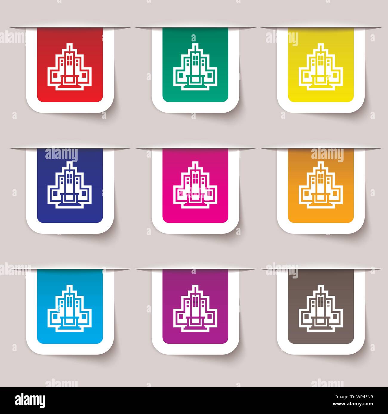skyscraper icon sign. Set of multicolored modern labels for your design ...