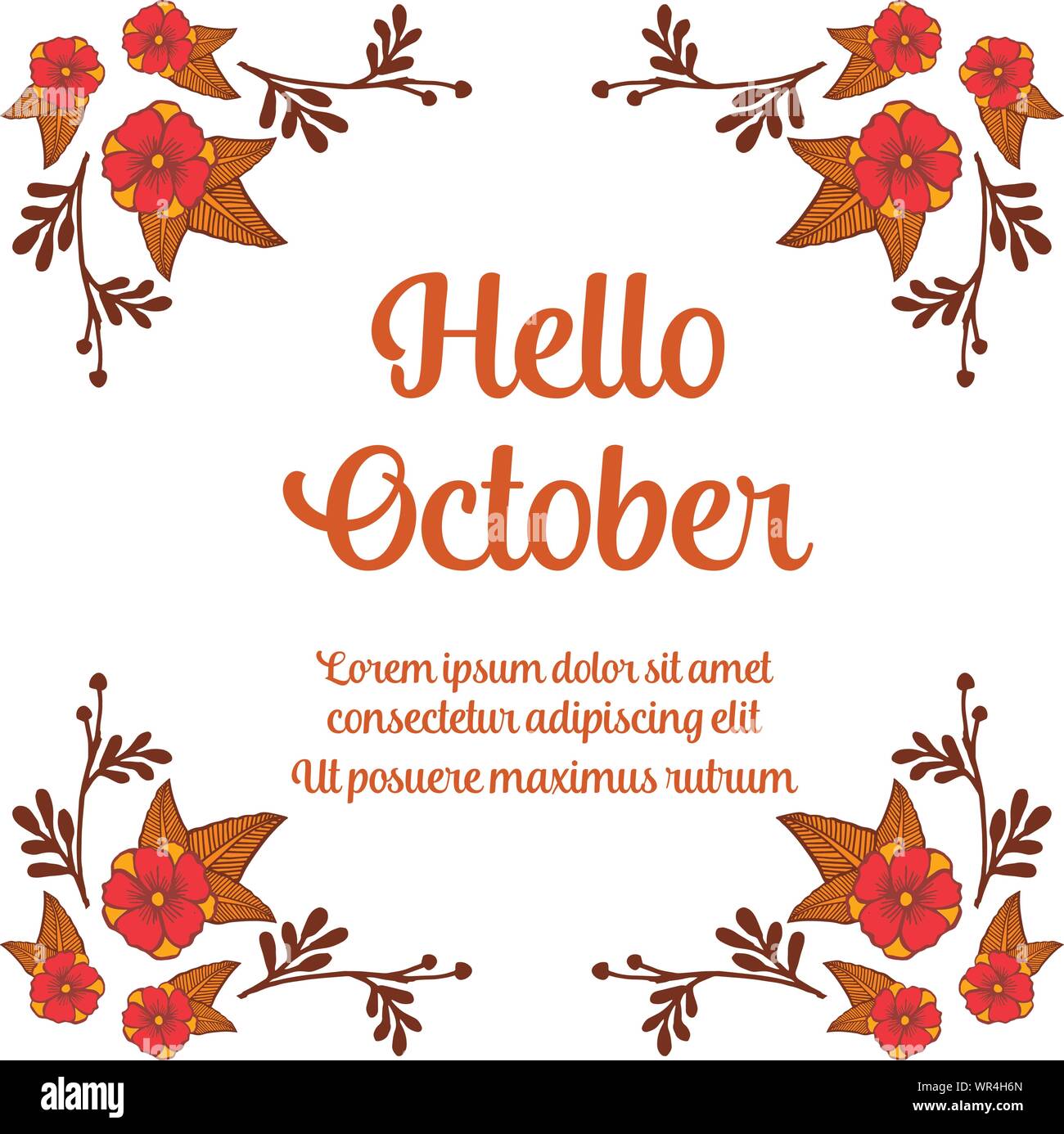 Pattern of colorful wreath frame for decorative lettering of hello ...