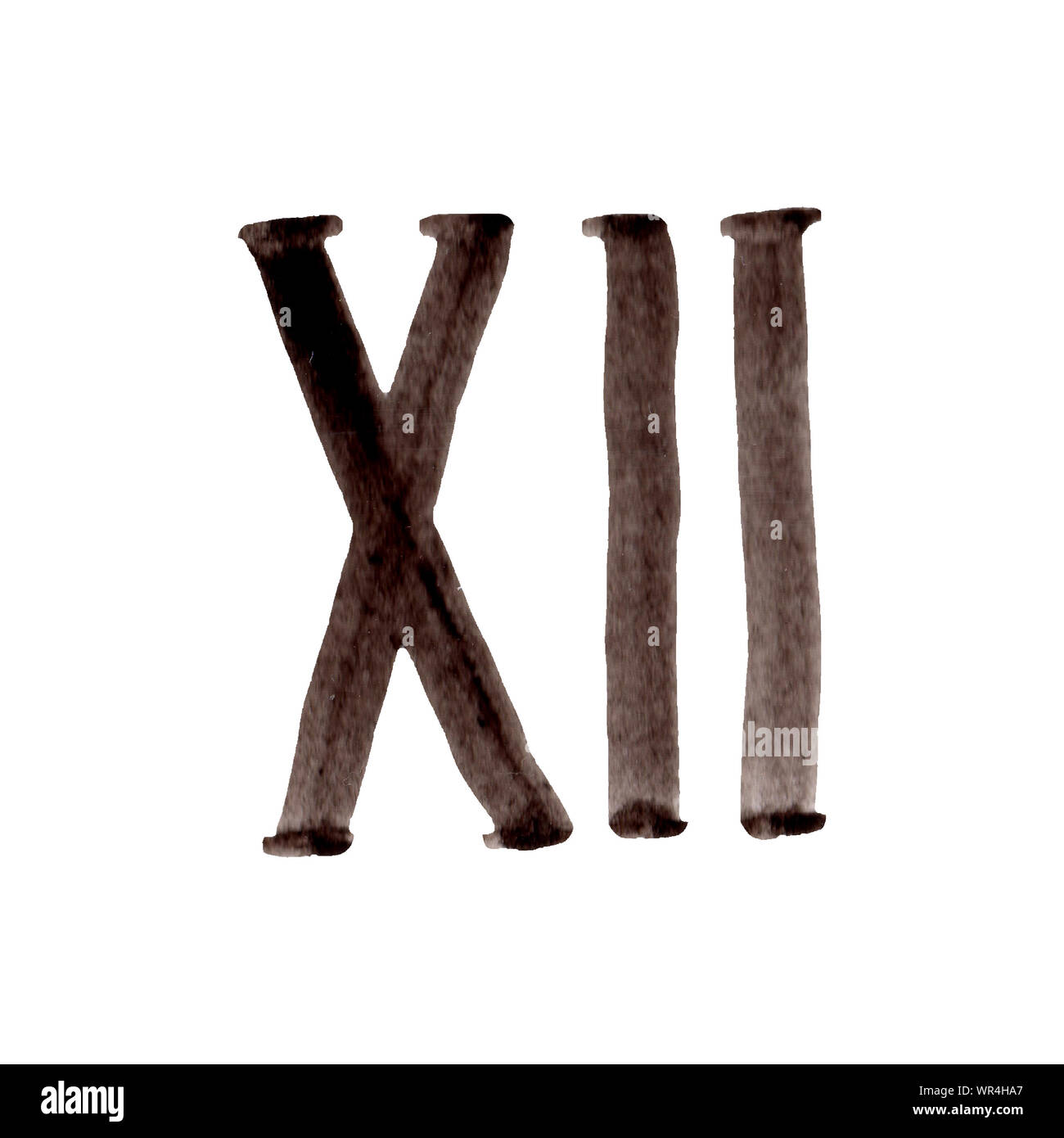 Roman numeral font watercolor background illustration set. Isolated ...