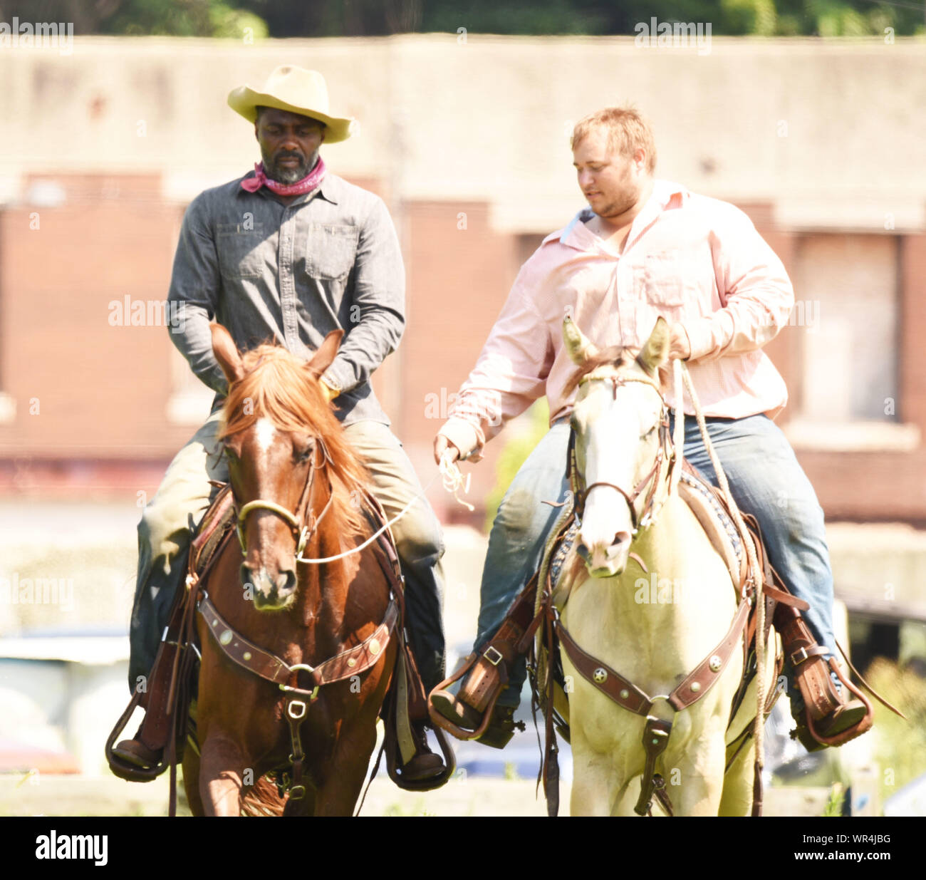 Idris Elba on the set of 'Ghetto Cowboy' in Philadelphia, Pennsylvania ...