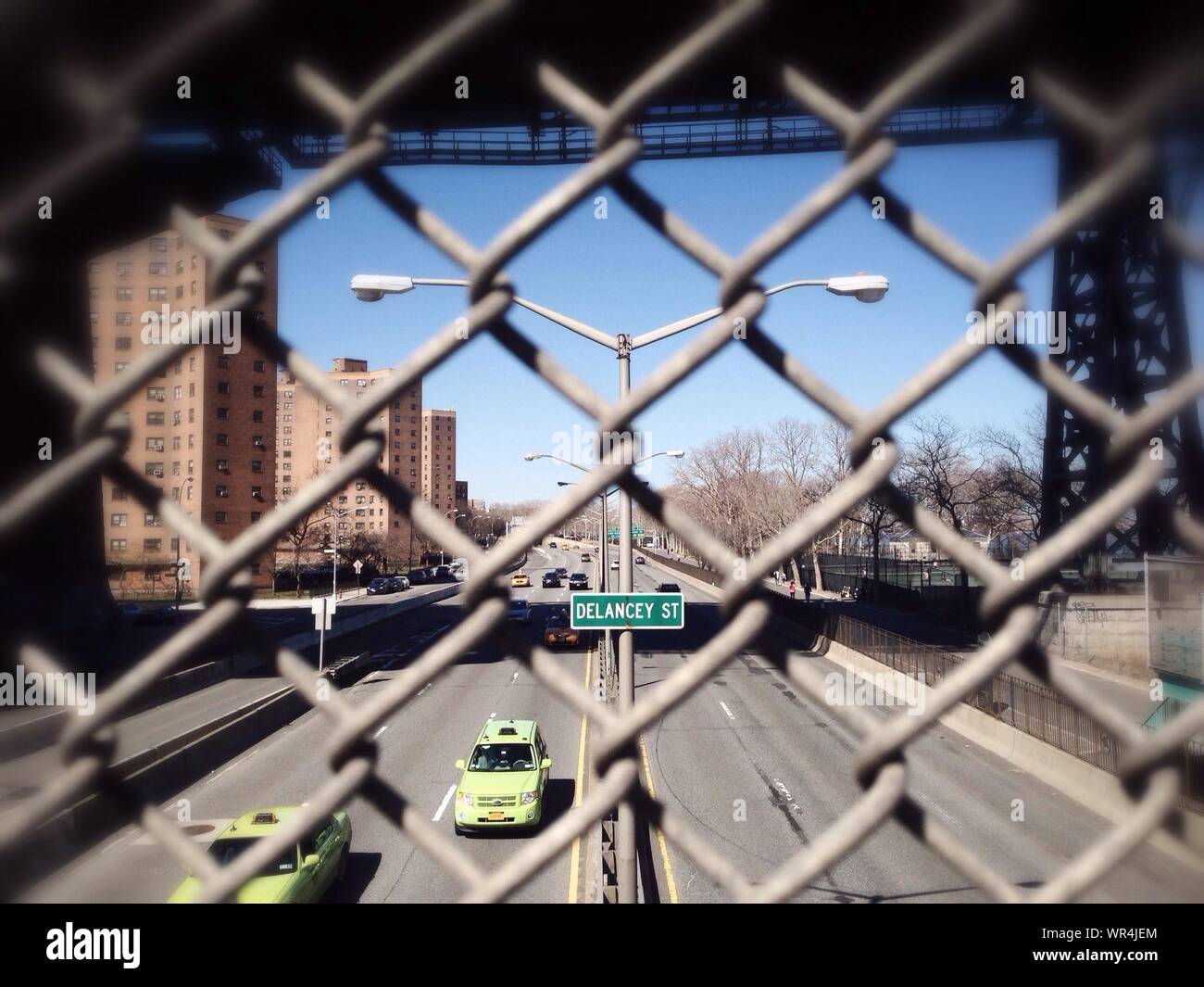 View Of Highway Through Chainlink Fence Stock Photo - Alamy